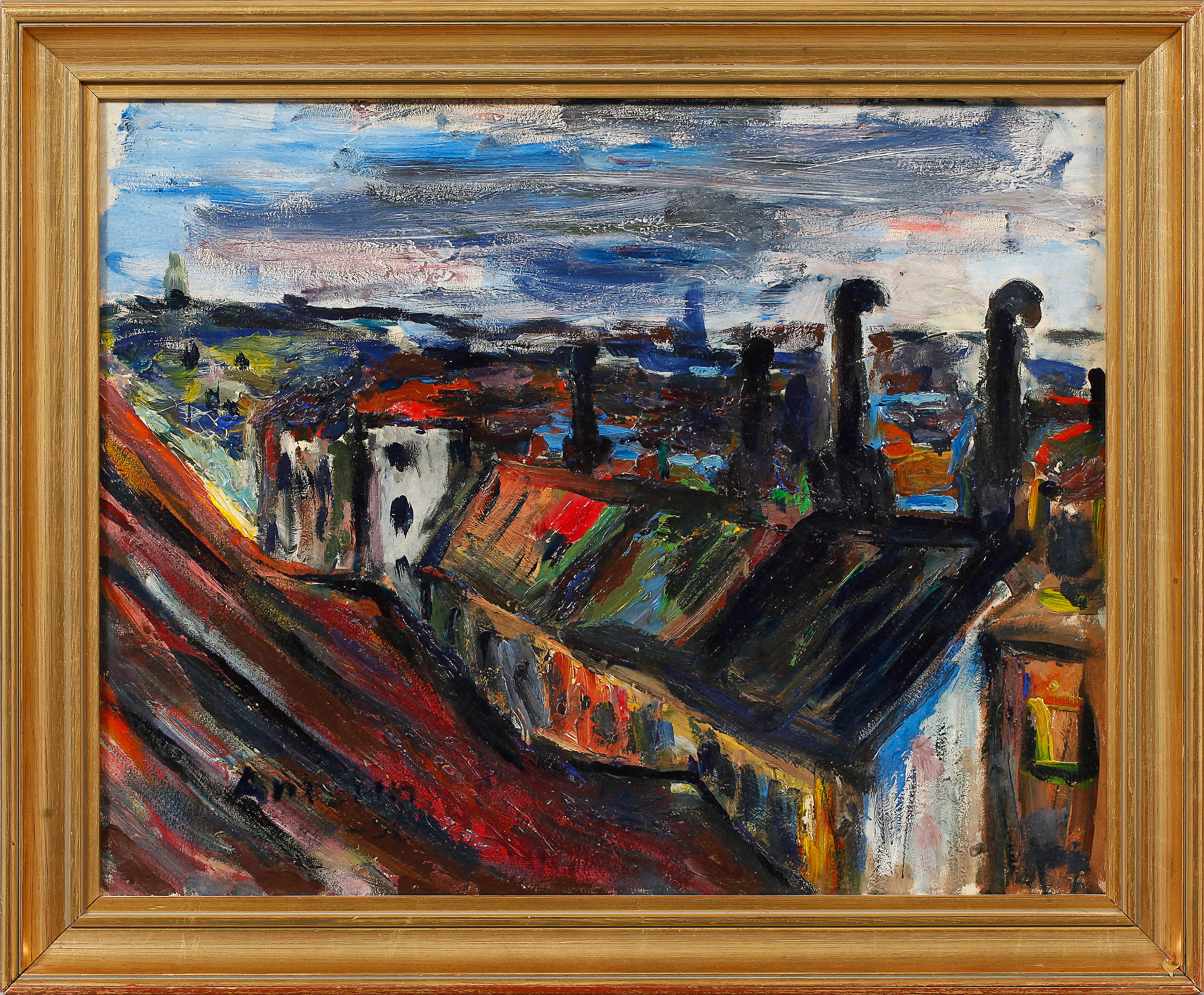 ALBIN AMELIN, olja på pannå uppfodrat på duk, signerad, otydlig daterad ...