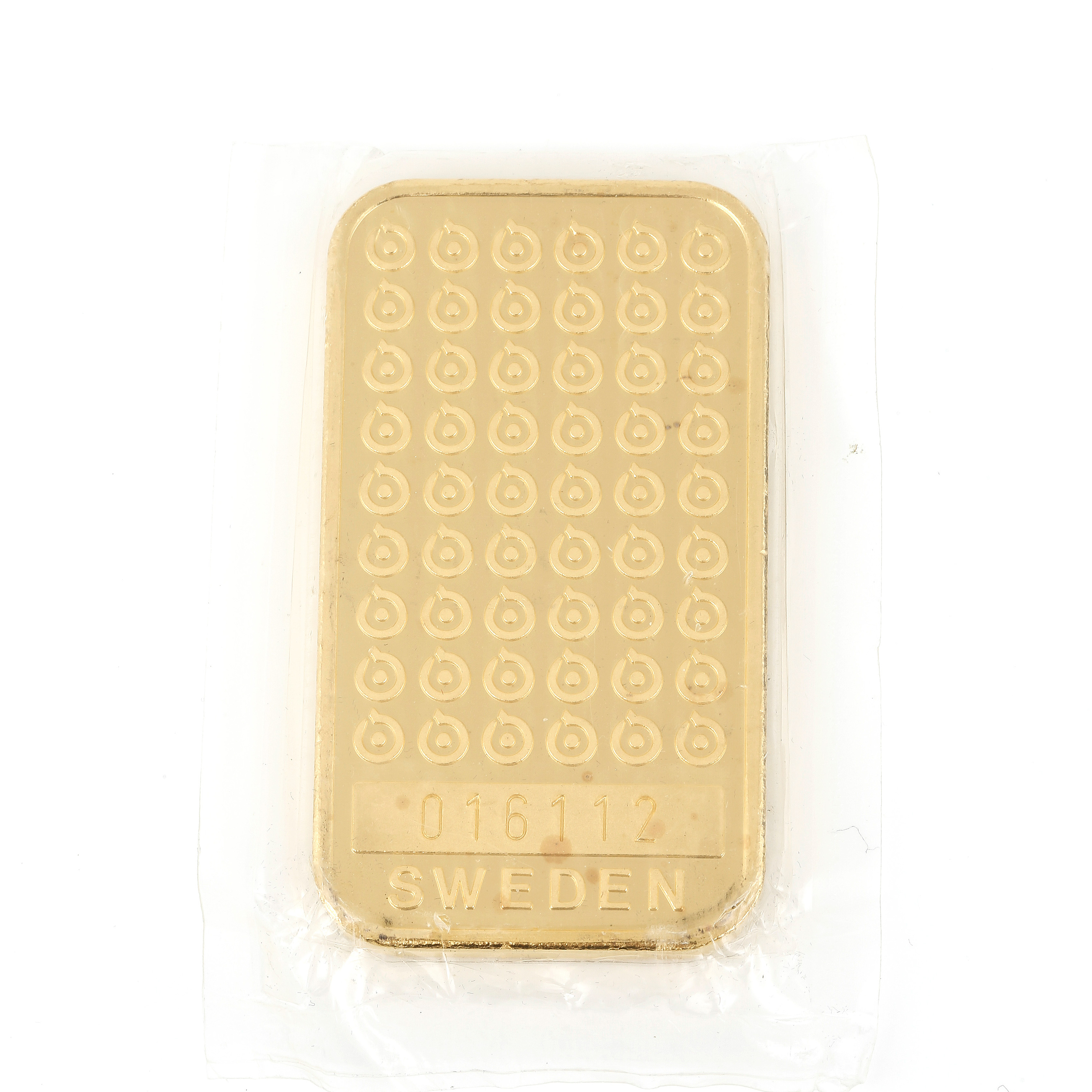 GULDTACKA, 24K guld, Boliden. Vikt 100g. - Bukowskis