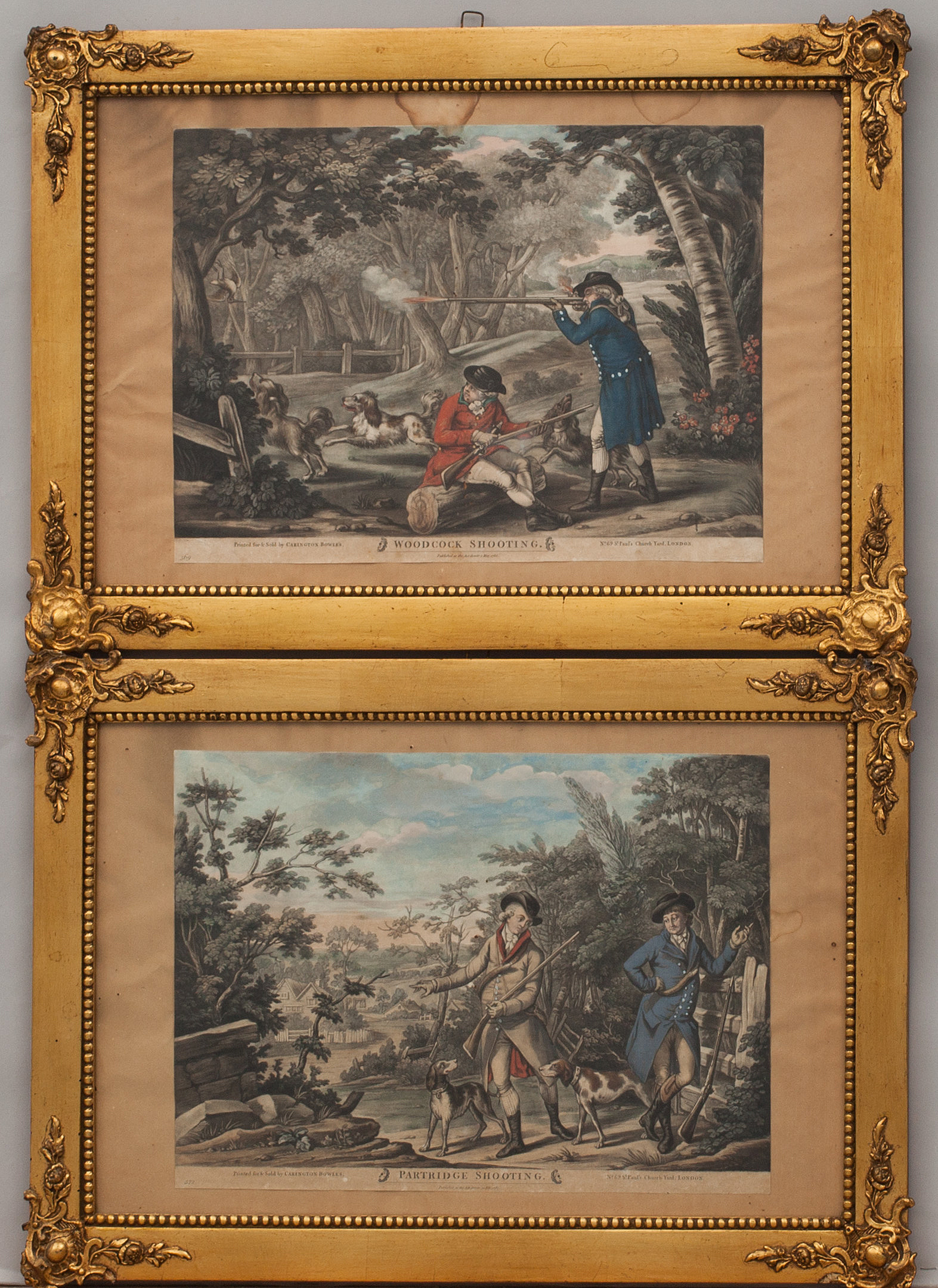 CARINGTON BOWLES, utgivna av, gravyrer, två st, handkolorerade, 1700 ...