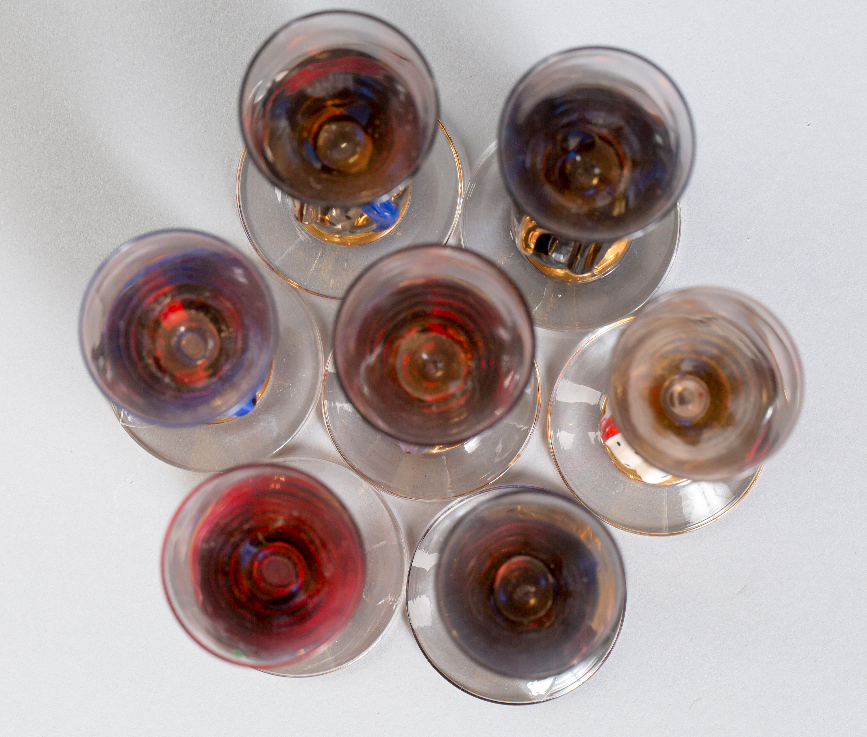 SNAPSGLAS, 7 st, "Nobelservisen", Gunnar Cyrén, Orrefors. - Bukowskis