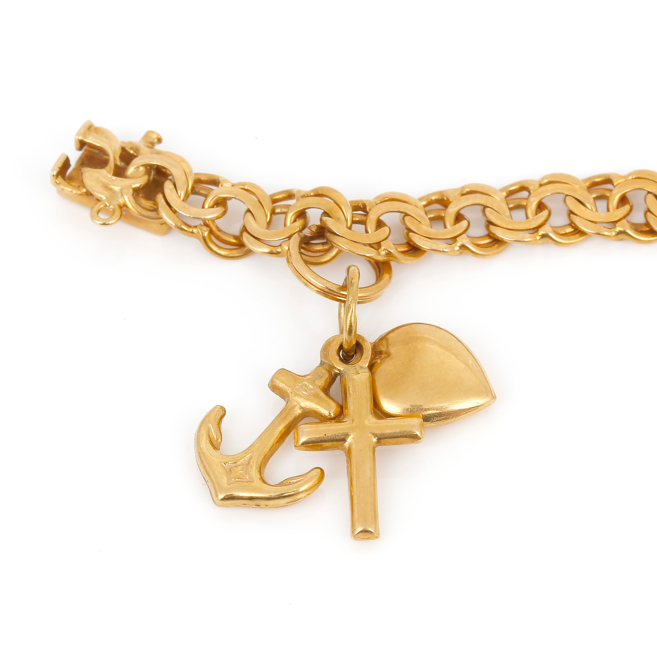 ARMBAND med BERLOCKER, 18 k guld, 1+3 st. Vikt ca 10,5 cm. - Bukowskis