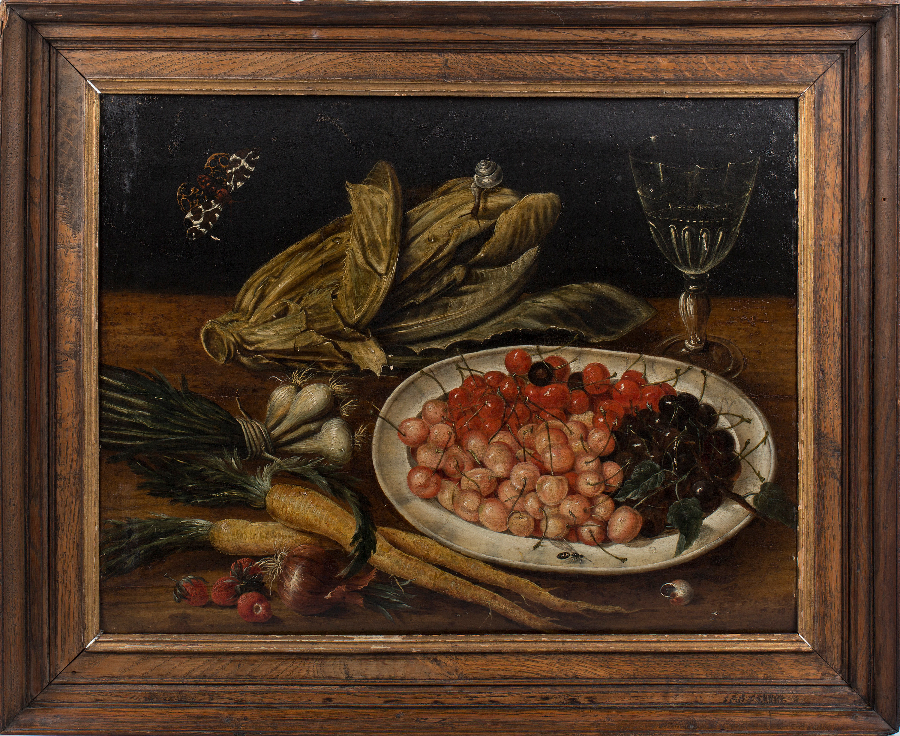 Osias Beert Follower of, Still life with cherries, vegetables & glass ...