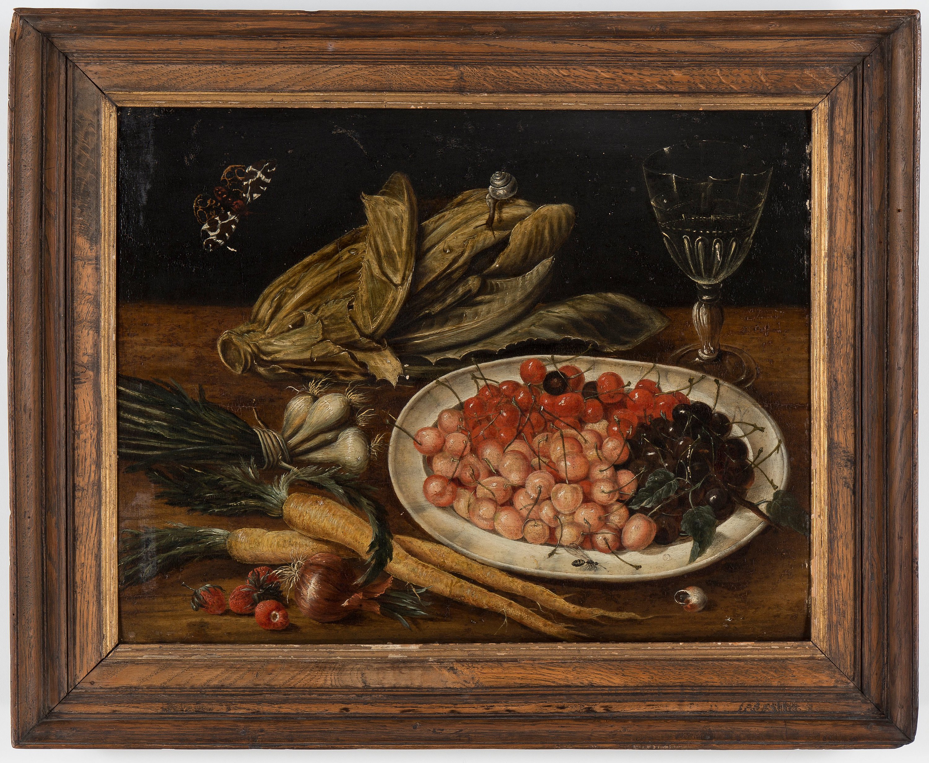 Osias Beert Follower of, Still life with cherries, vegetables & glass ...