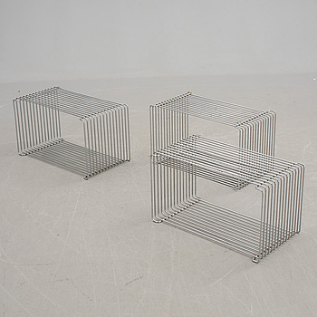HYLLOR, 3 st, metall, "Wire Cube", Verner Panton, Luber, formgiven 1970 ...
