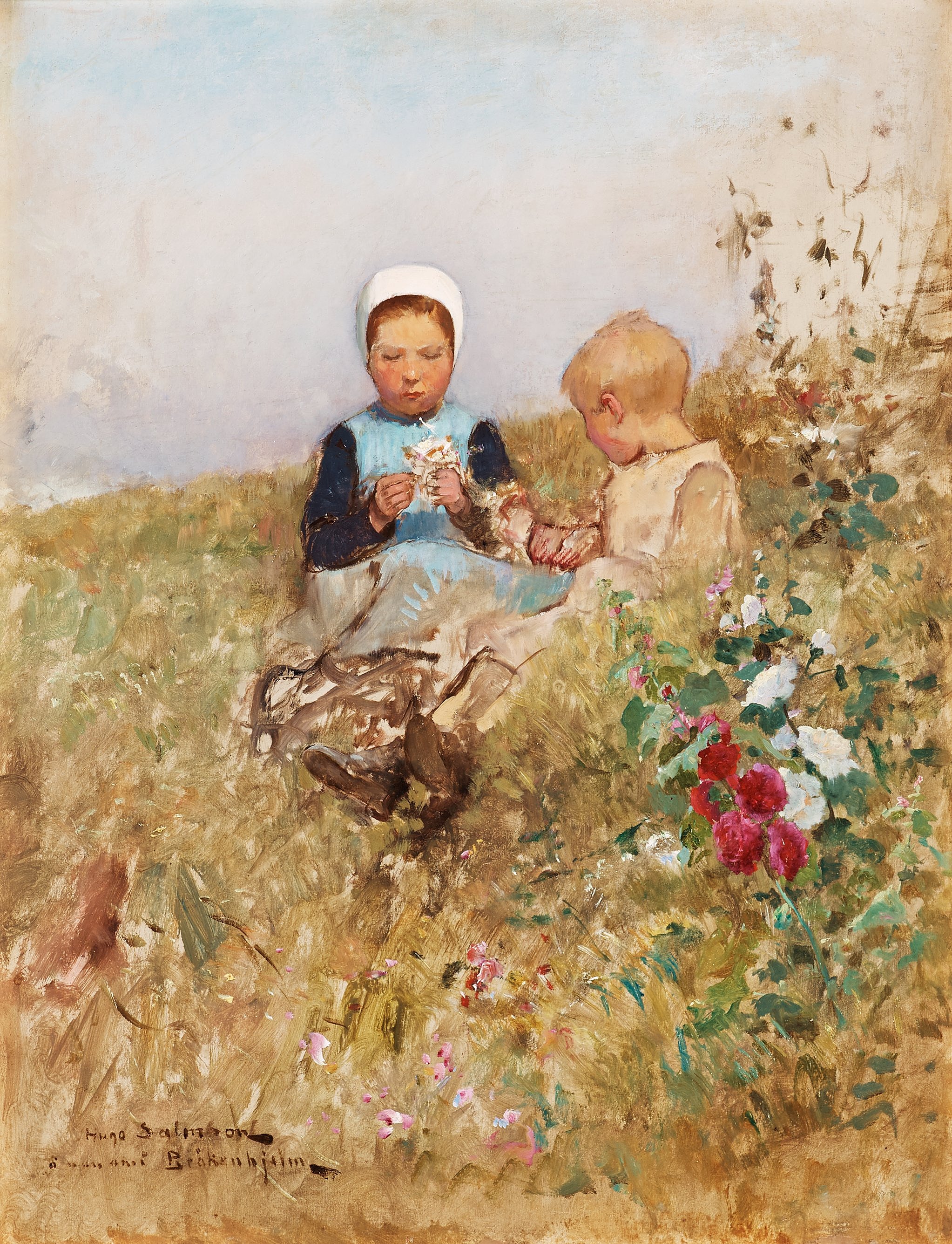 Hugo Salmson, French children on a meadow. - Bukowskis