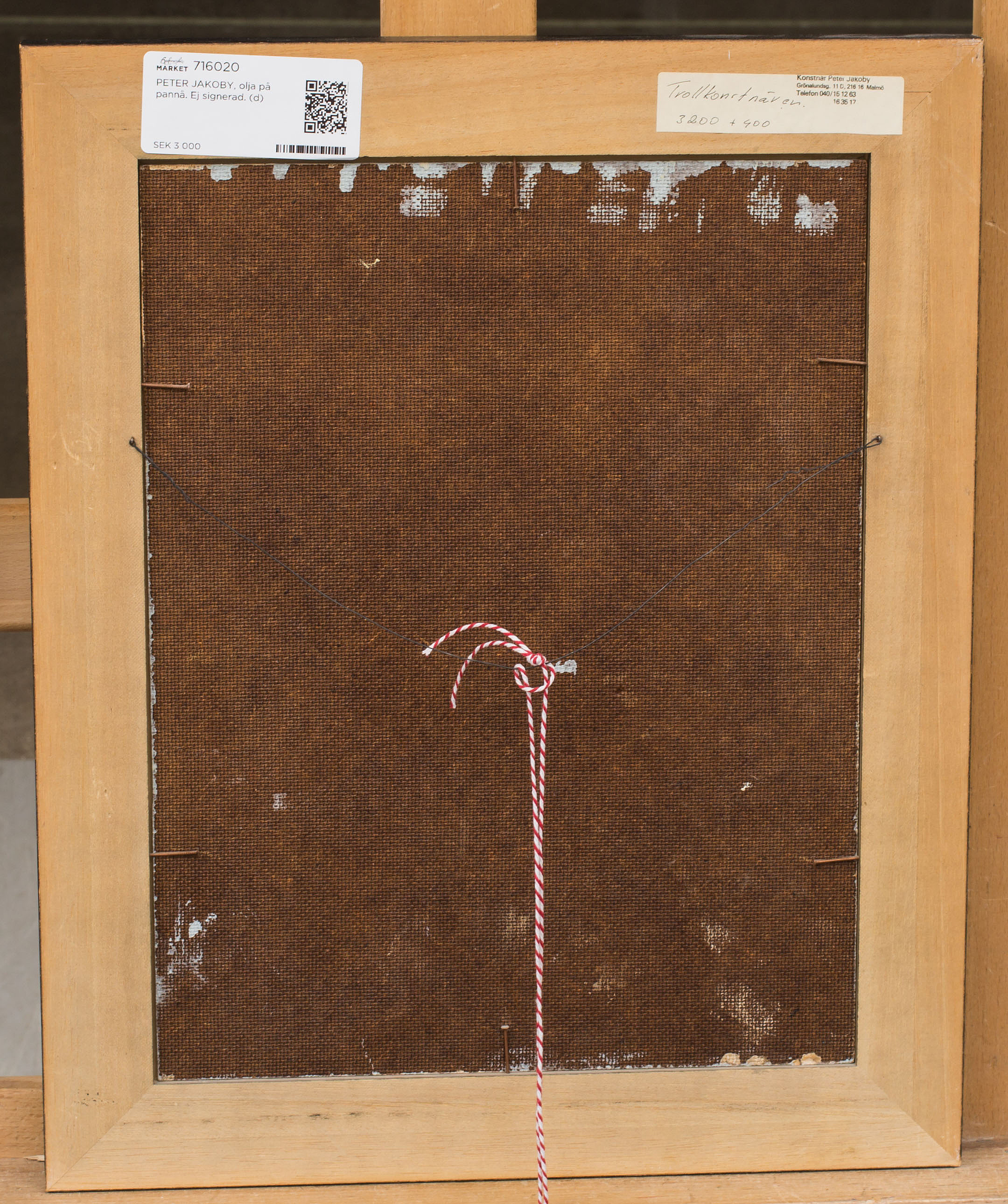 PETER JAKOBY, olja på pannå. Ej signerad. - Bukowskis