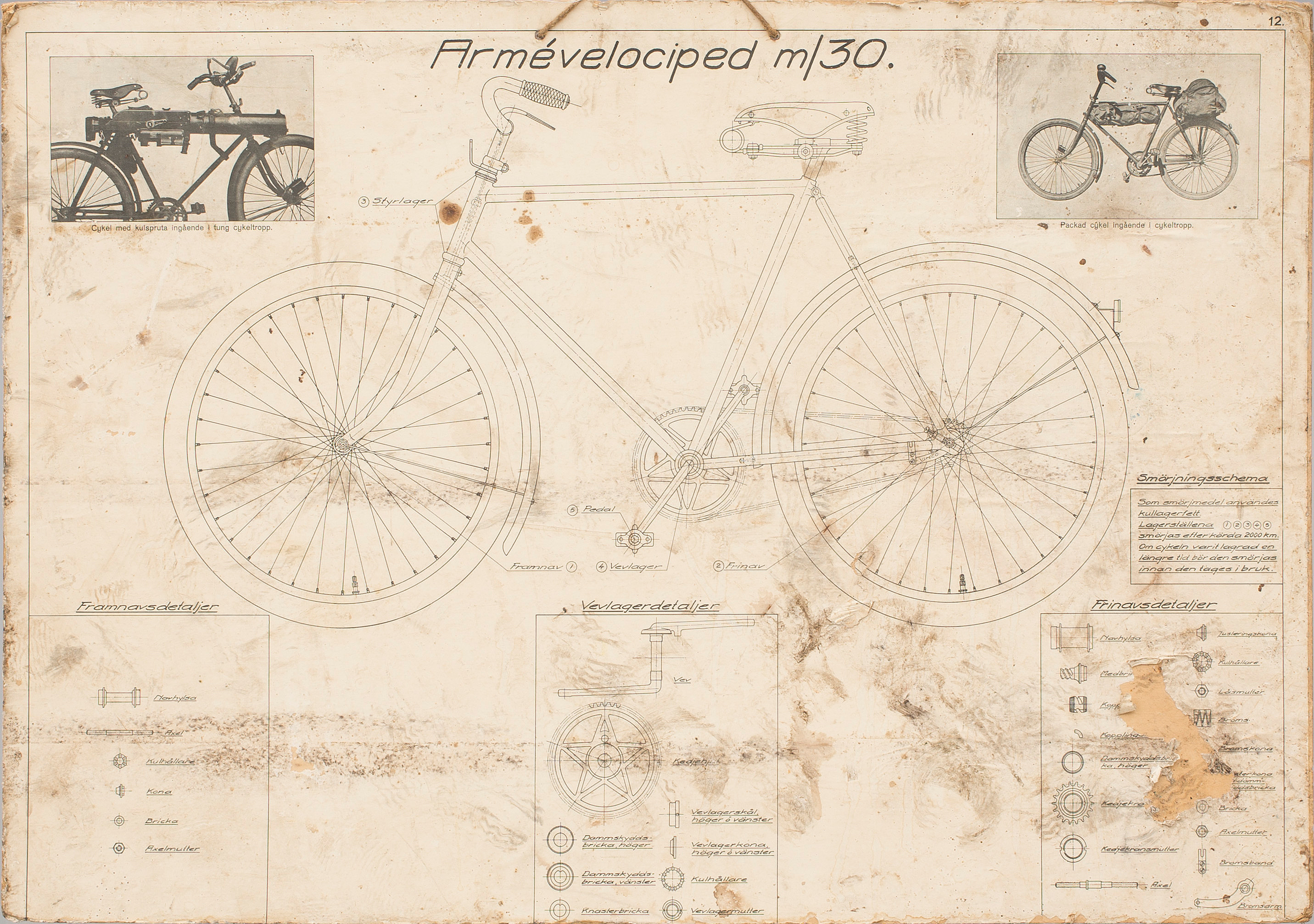 CYKEL, ARMÉVELOCIPED m/42 med plansch för armévelociped m/1930. - Bukowskis