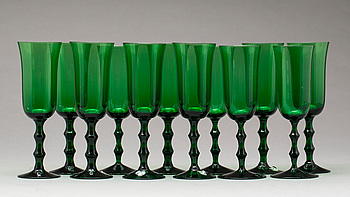VINGLAS, 12 st, "Salut", Simon Gate Orrefors-Sandviken, 1900-talets ...