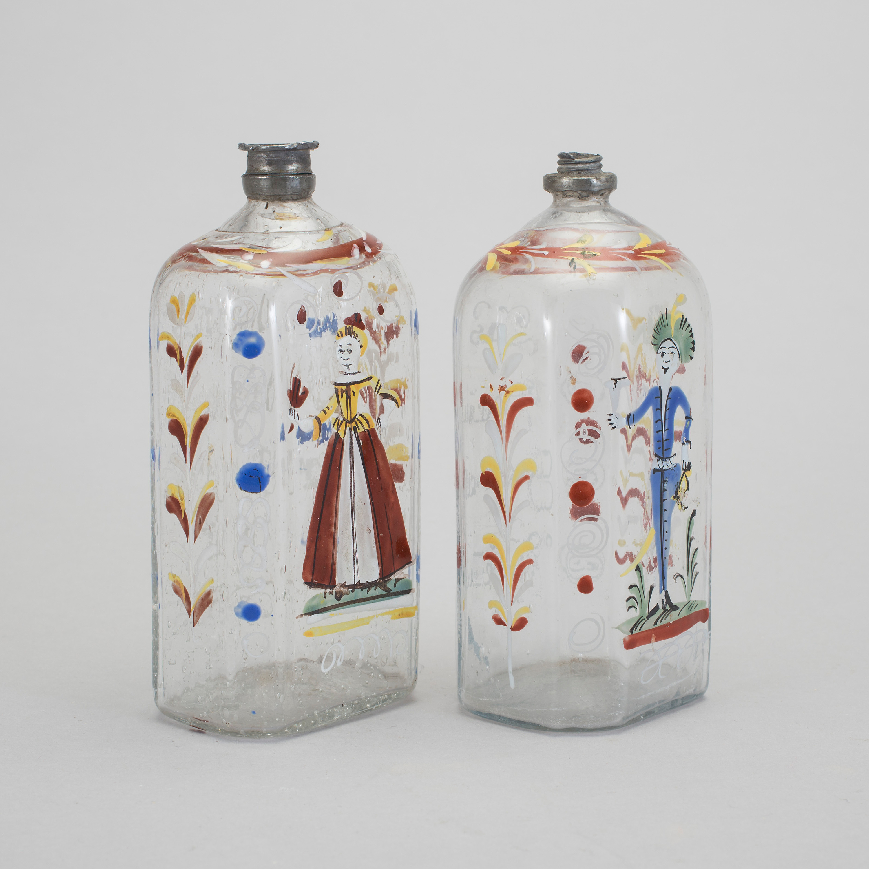 FLASKOR, glas, 2 st, Tyskland 1700-tal. - Bukowskis