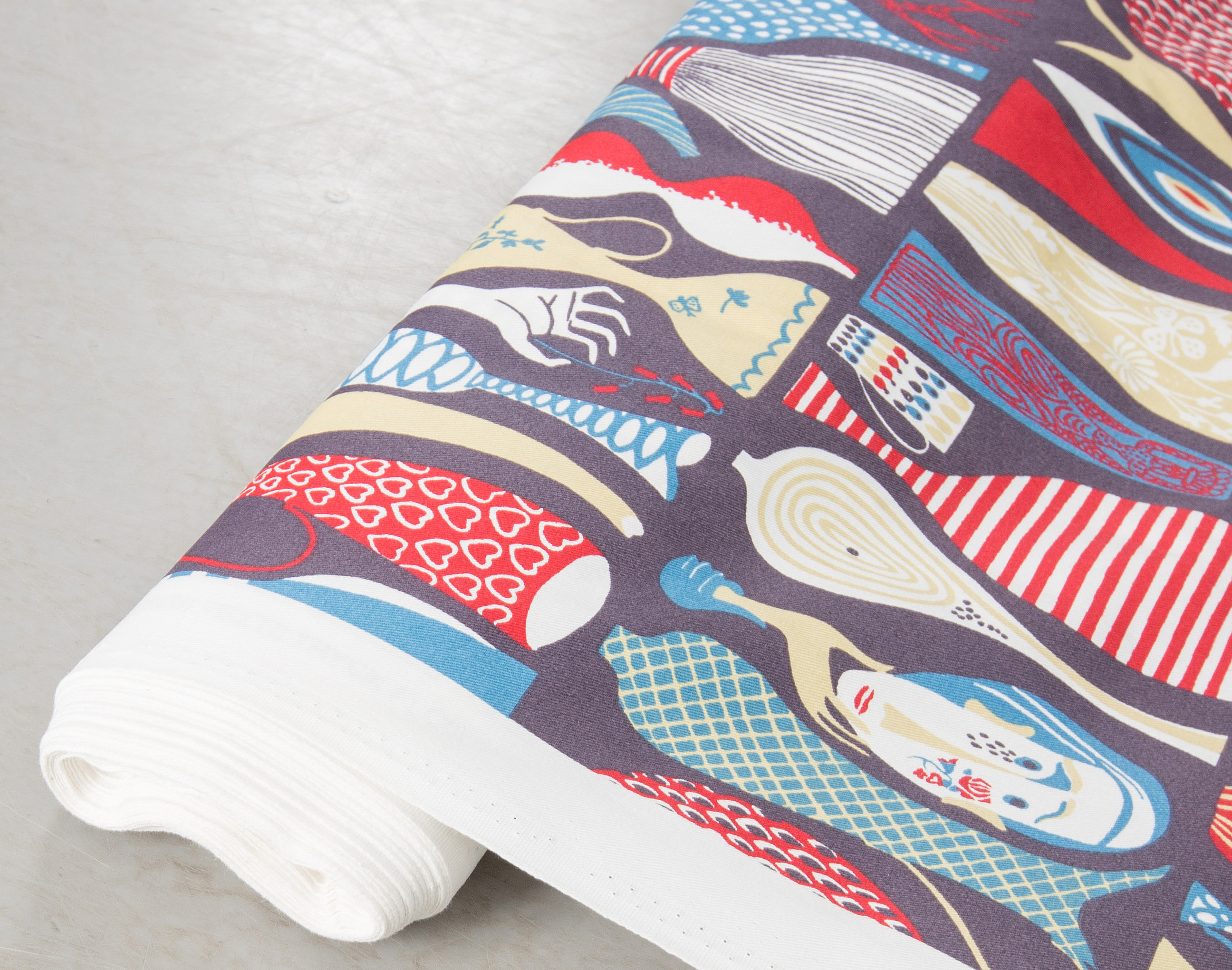 TYG, bomullstwill, "Pottery" Stig Lindberg. Ljungberg Factory. - Bukowskis