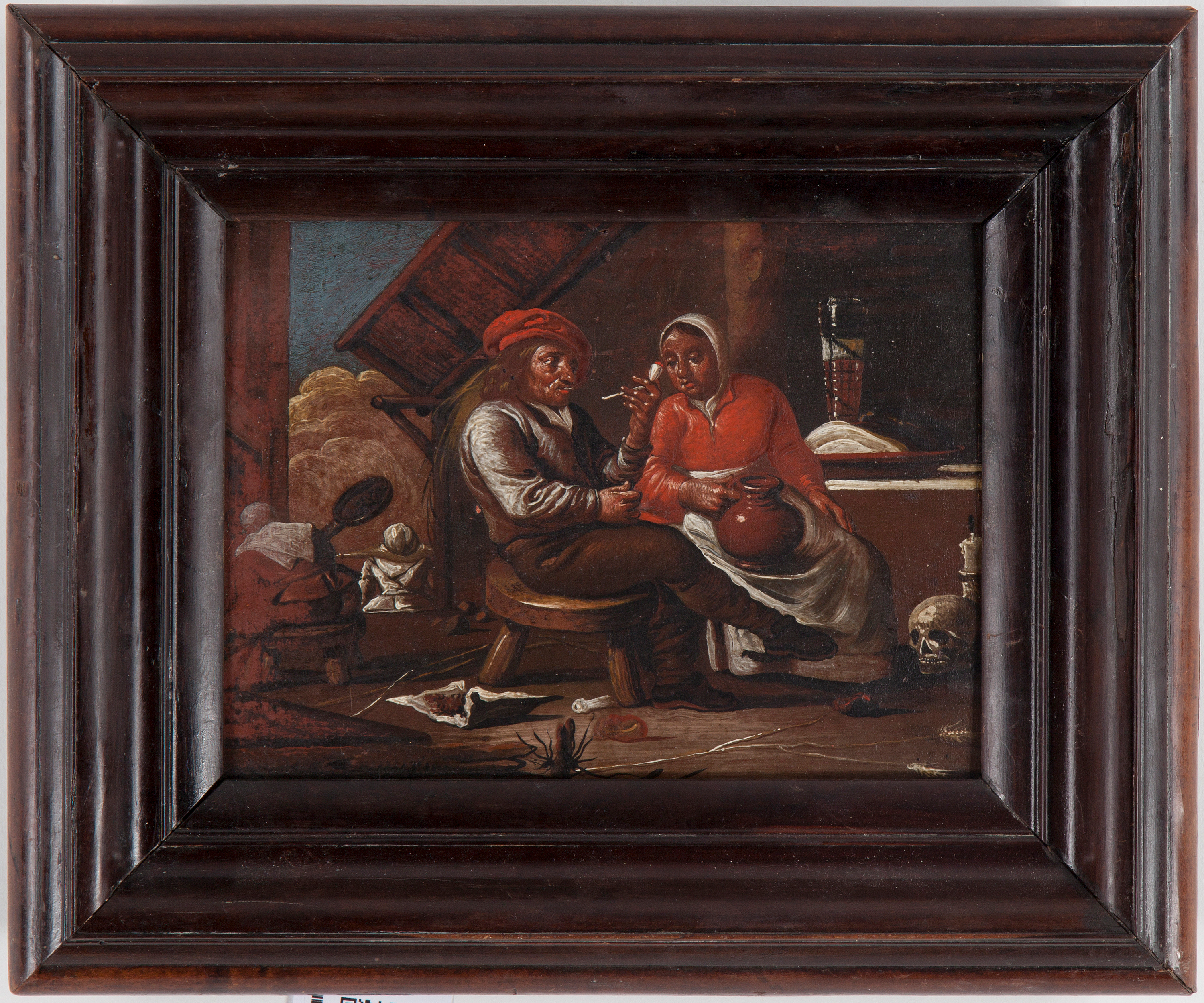 Francois Duchatel, Ett par, Olja på pannå, en signerad med monogram ...