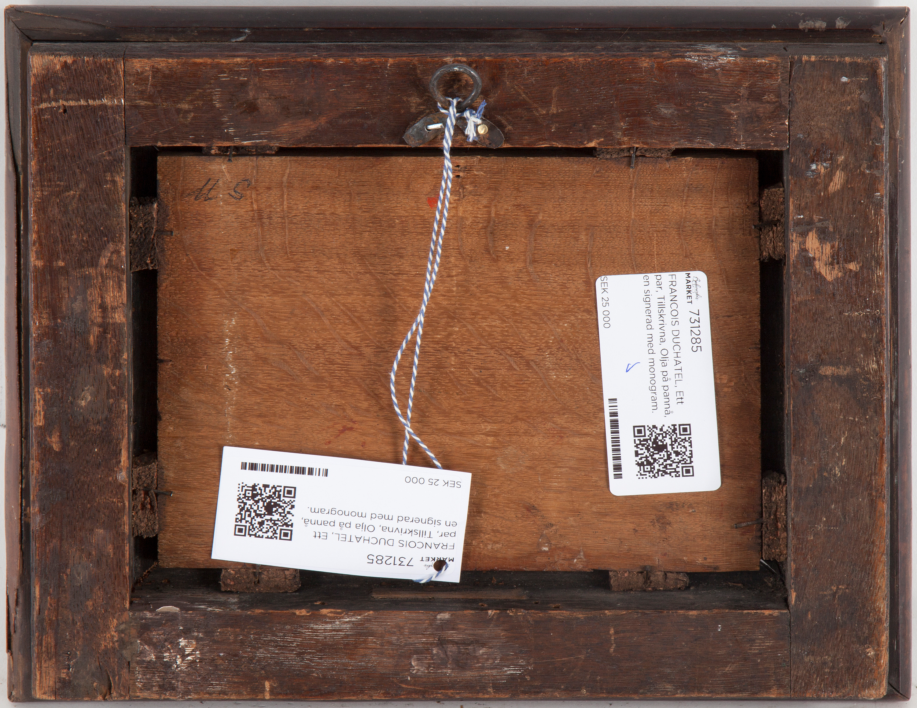 Francois Duchatel, Ett par, Olja på pannå, en signerad med monogram ...