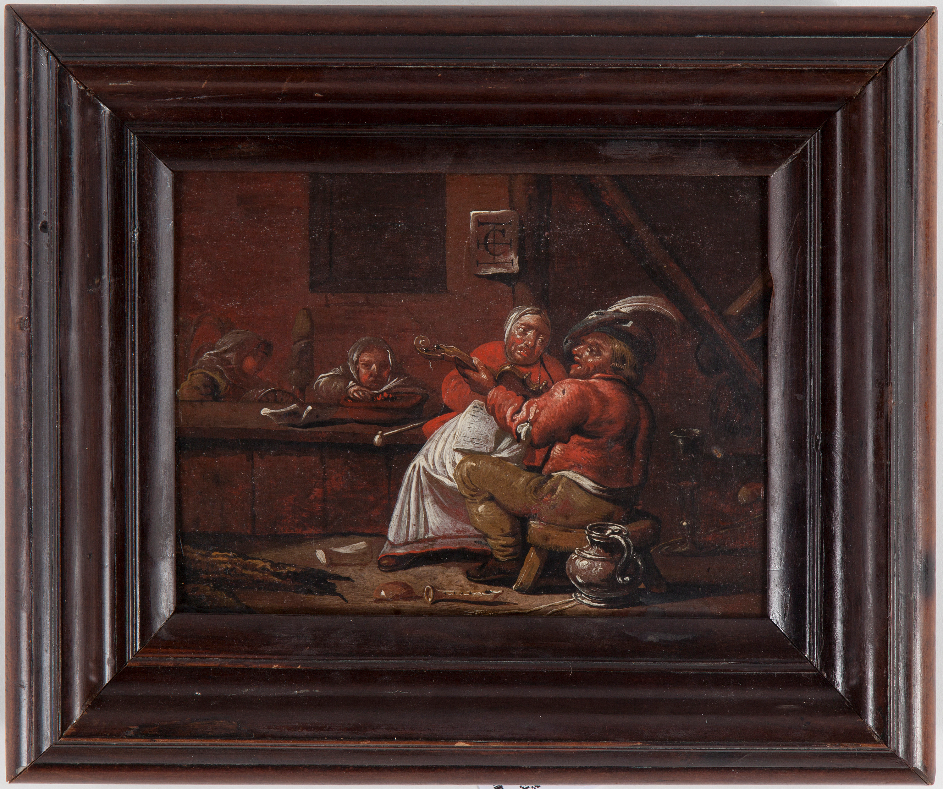 Francois Duchatel, Ett par, Olja på pannå, en signerad med monogram ...