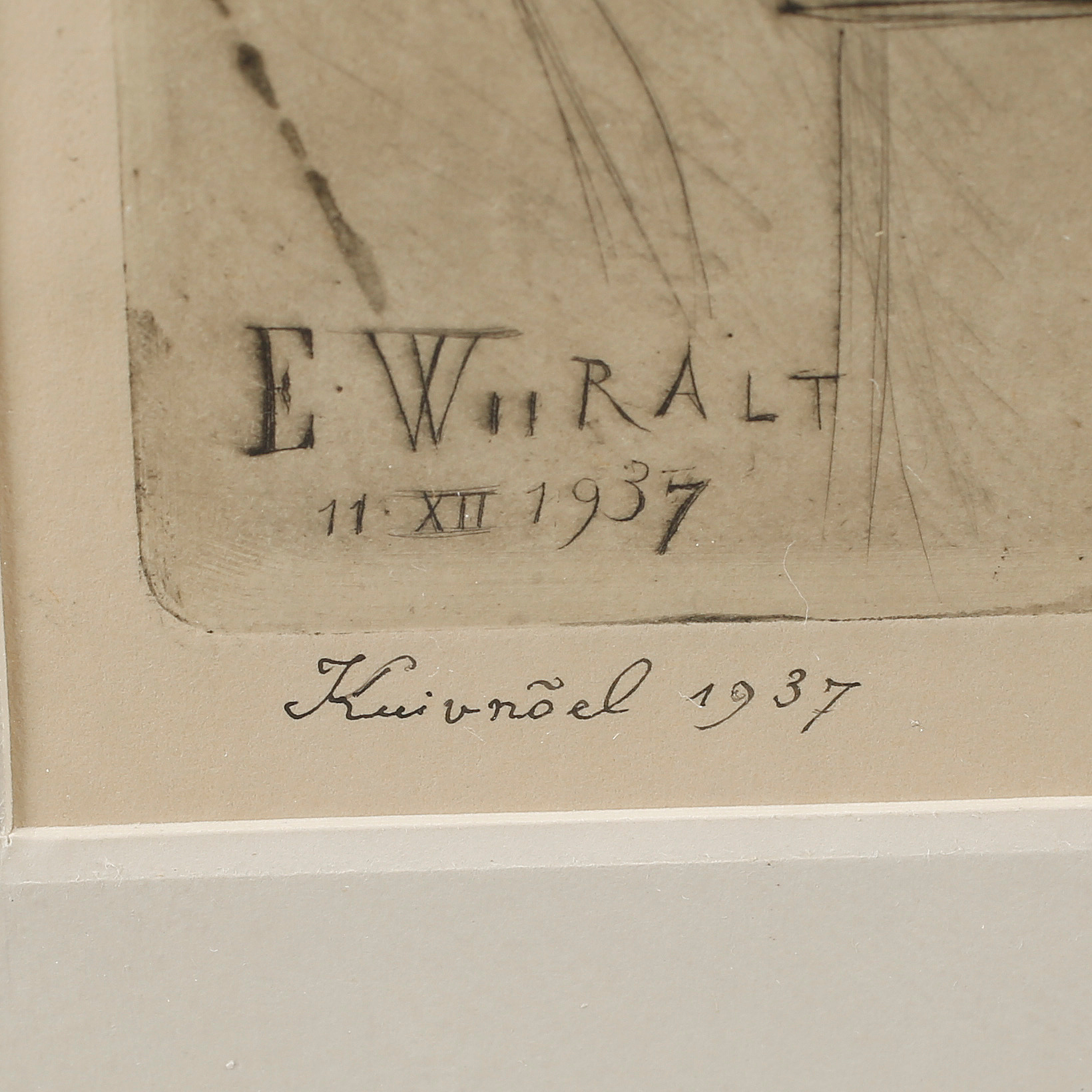 EDUARD WIIRALT, etsning, signerad och daterad 1937. - Bukowskis