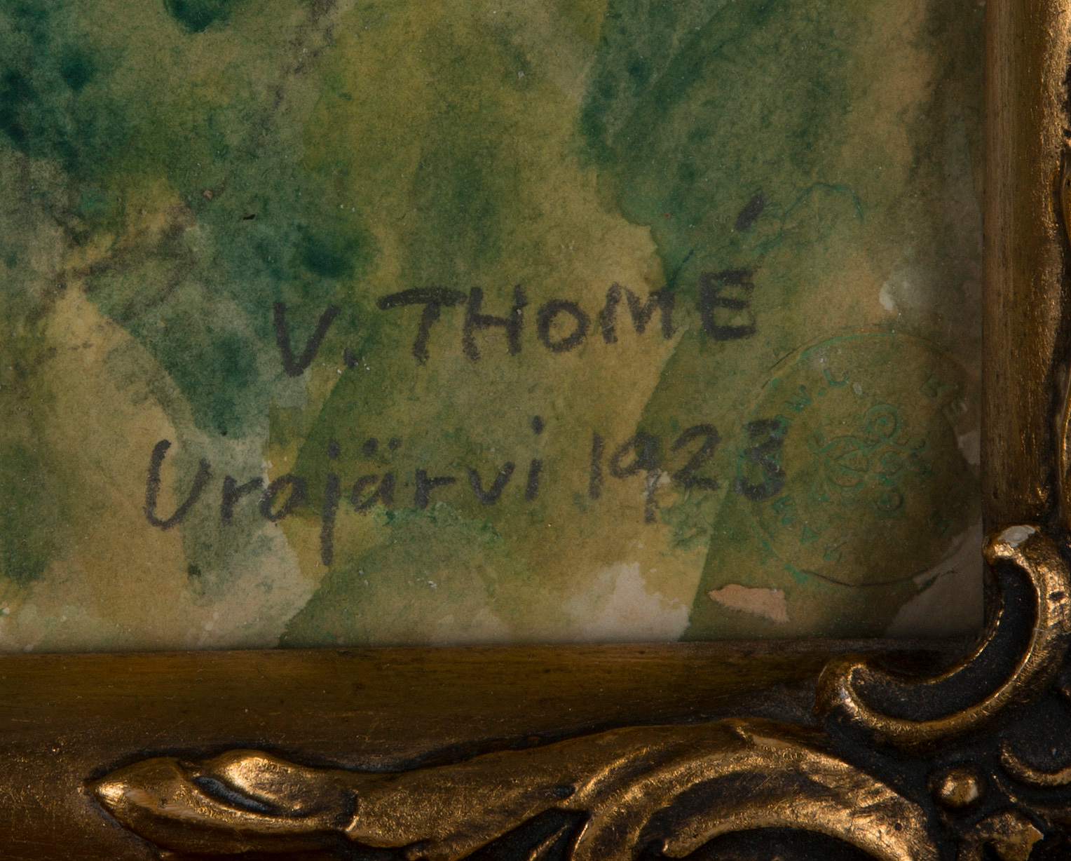 VERNER THOMÉ, vesiväri, signeerattu ja päivätty Urajärvi 1923. - Bukowskis