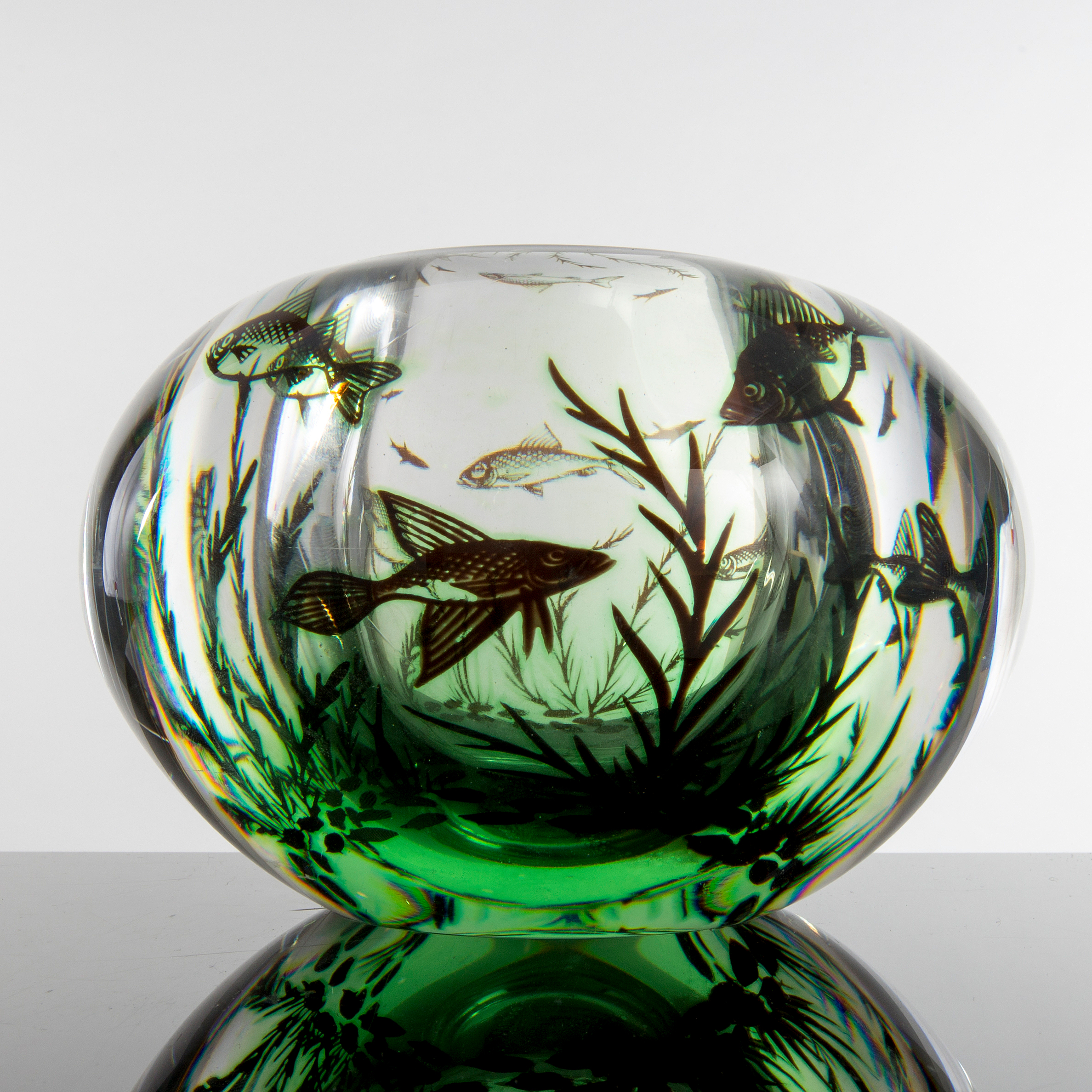 EDWARD HALD, vas, glas, "Fiskgraal", Orrefors 1956. - Bukowskis