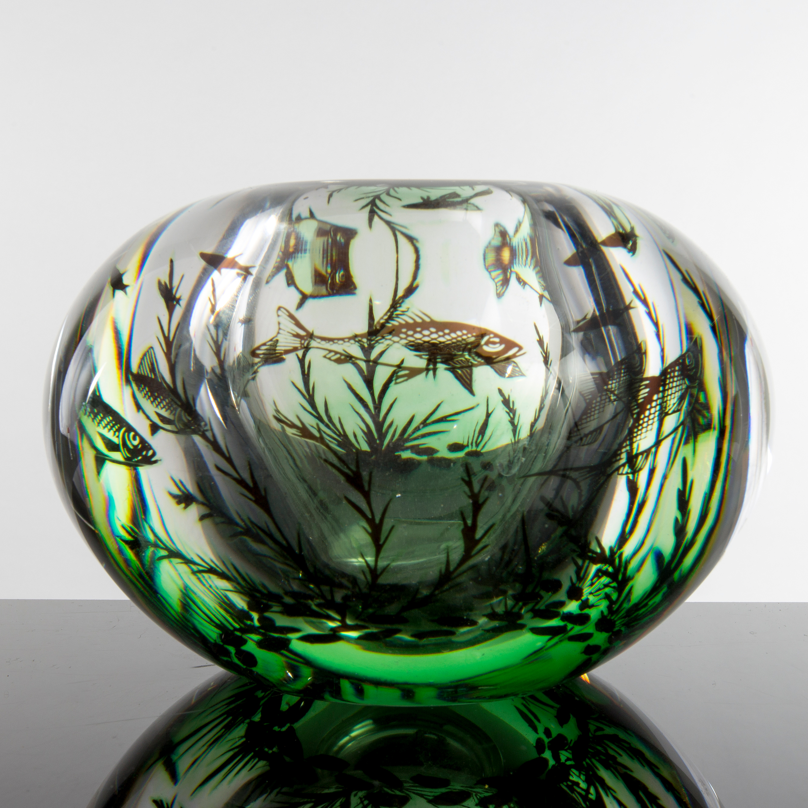 EDWARD HALD, vas, glas, "Fiskgraal", Orrefors 1956. - Bukowskis