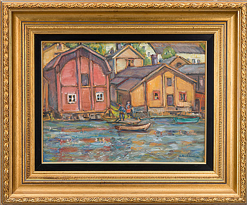 ARVO MAKKONEN, olja på pannå, signerad. - Bukowskis