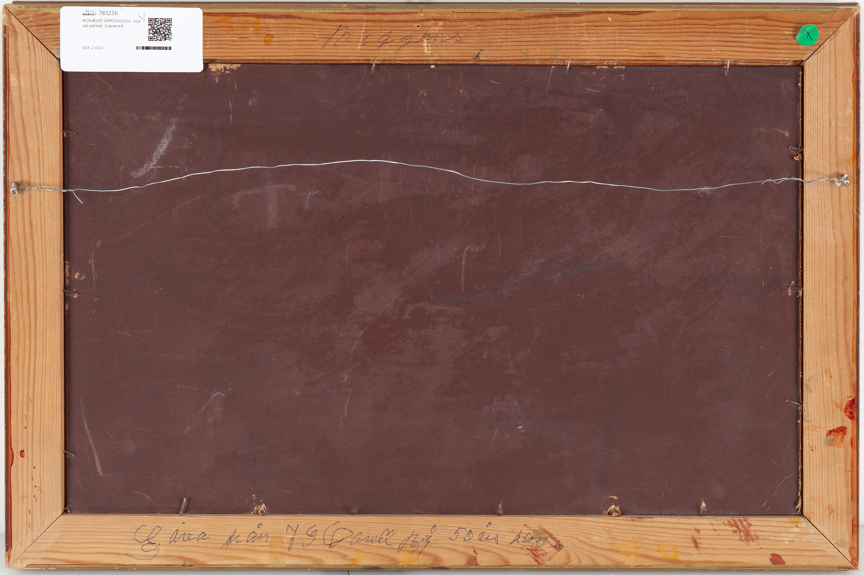 KONRAD SIMONSSON, olja på pannå. Signerad. - Bukowskis