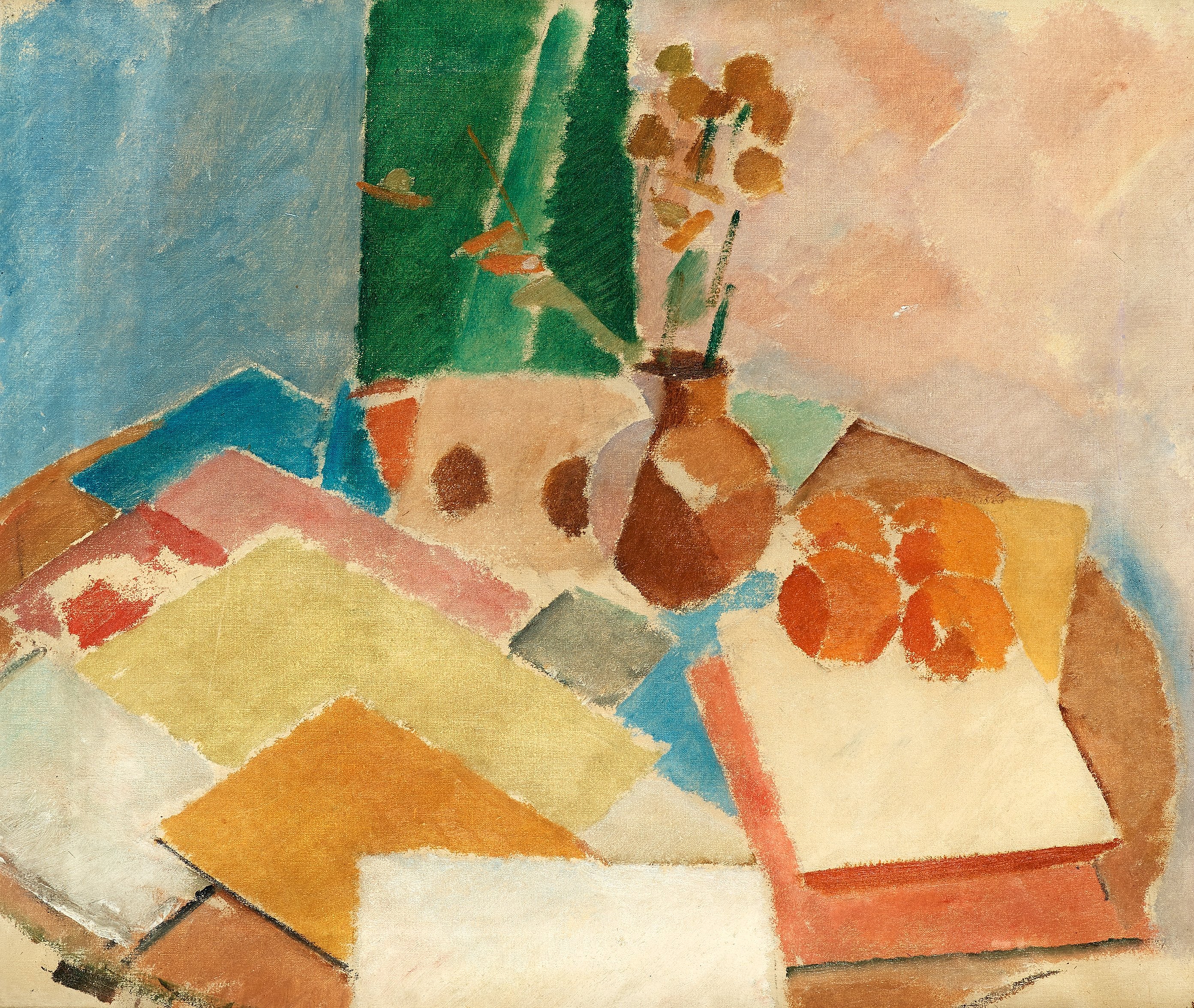 Karl Isakson, "Nature morte med blommor, frukter och böcker". - Bukowskis