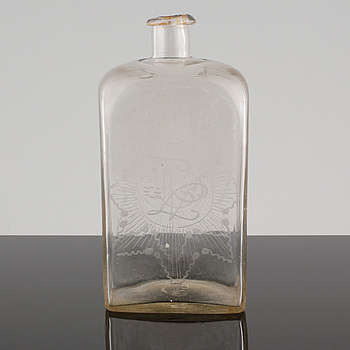 BRÄNNVINSFLASKA, glas, 1700-talets andra hälft / 1800-talets första ...