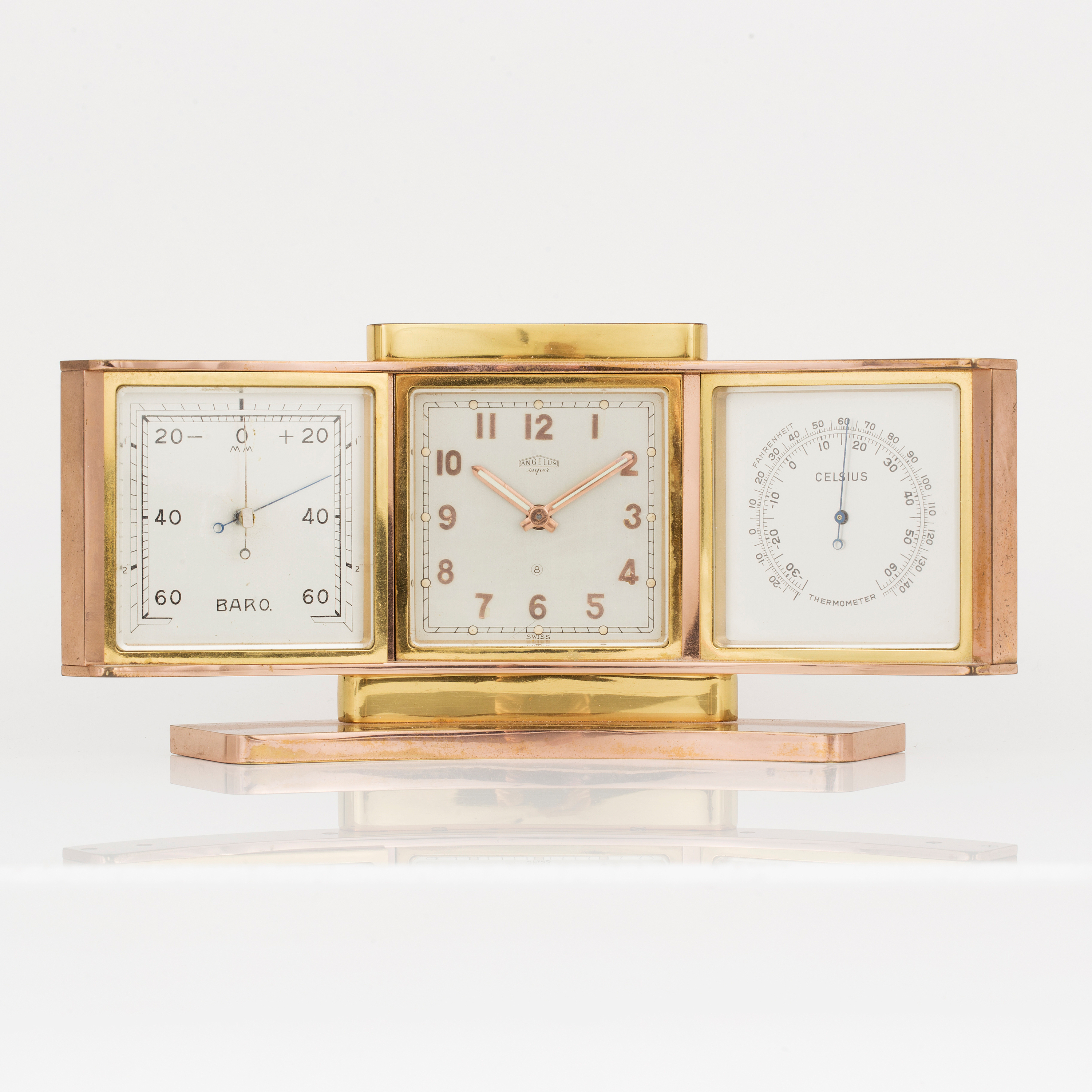 ANGELUS, super, table clock, barometer, thermometer, 190 x 88 mm ...