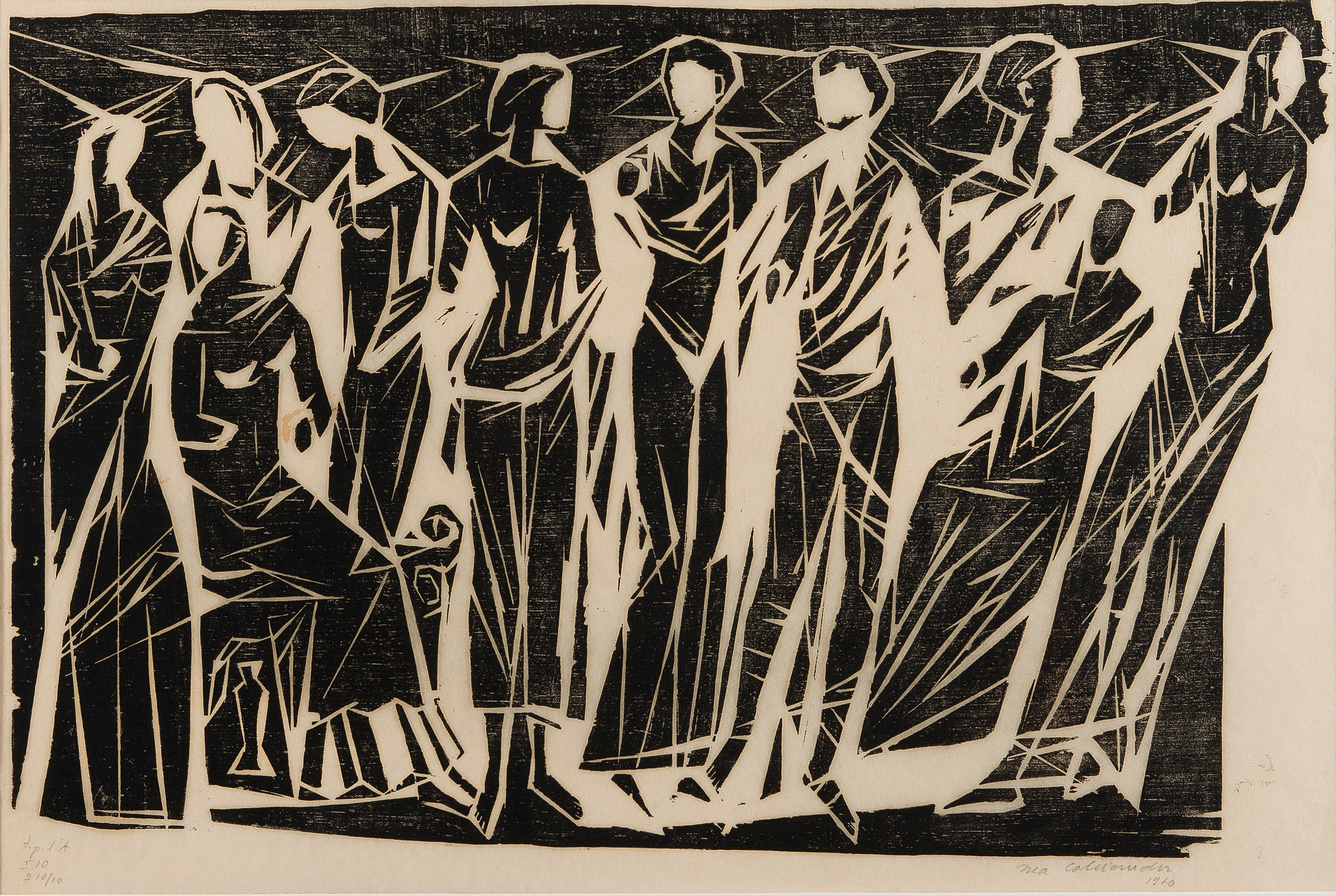 INA COLLIANDER, puupiirros, signeerattu ja päivätty 1960, numeroitu I ...