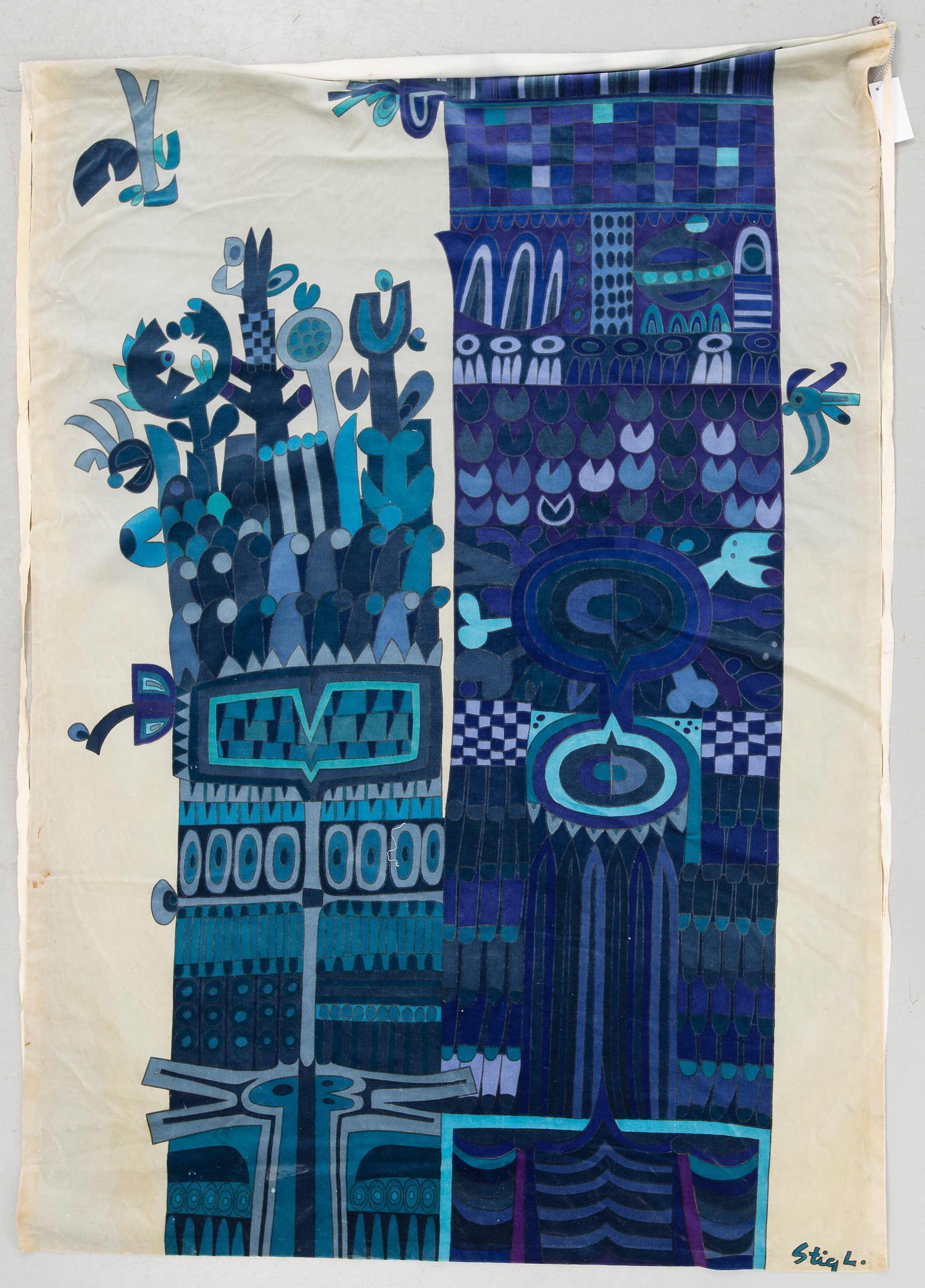 STIG LINDBERG, textil, "Vertikal förvandling", för Nordiska Kompaniet ...