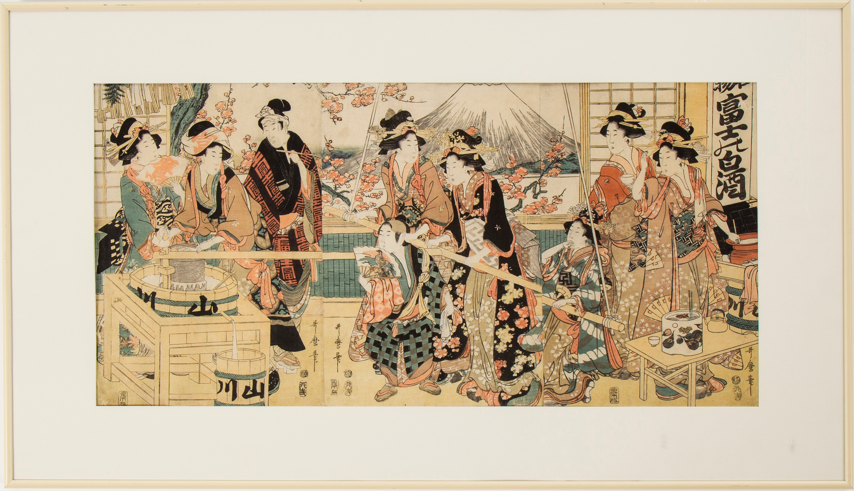 A woodblock print in colours by Utamaro II, 19th century. - Bukowskis