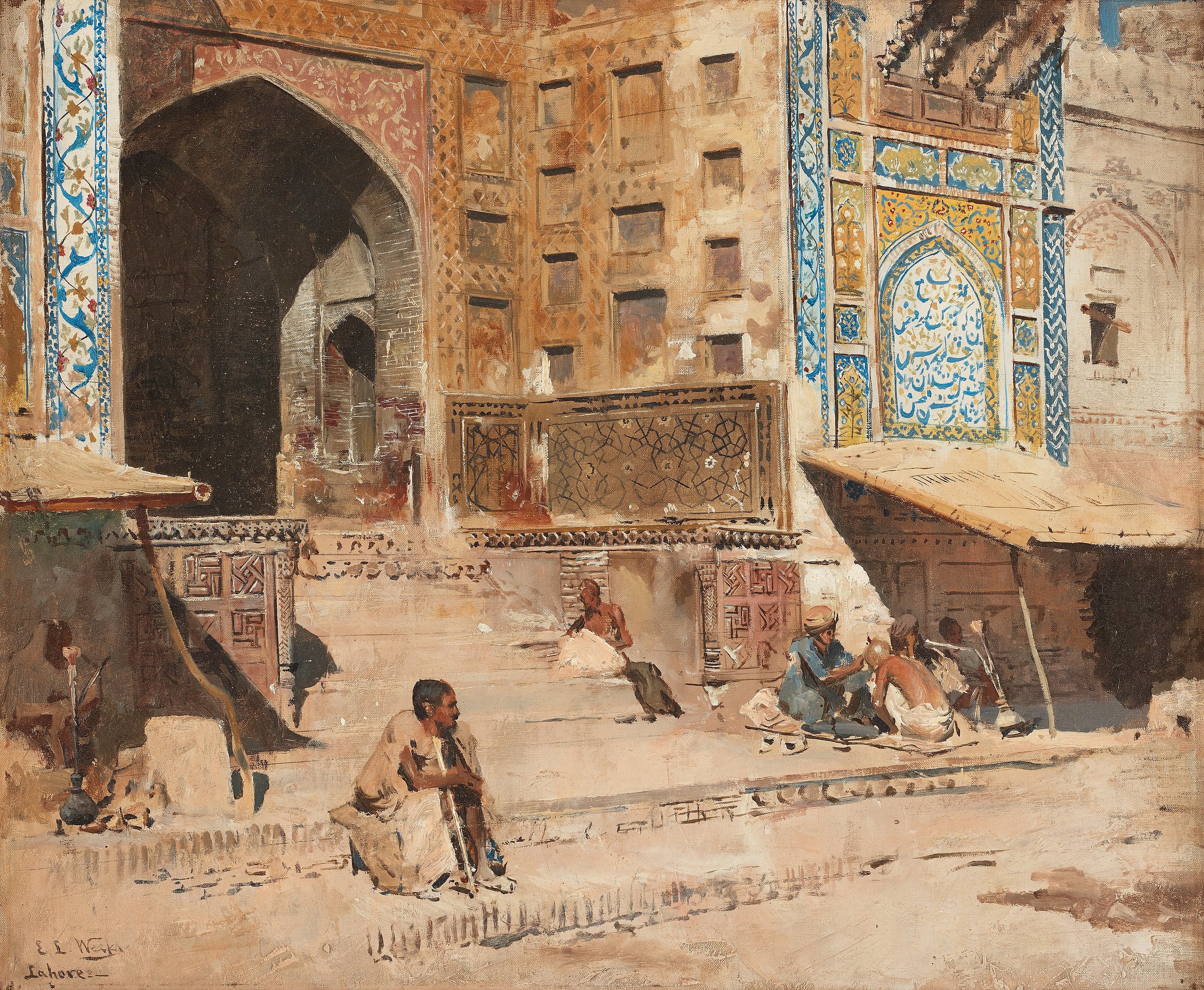 Edwin Lord Weeks, Steps of the Mosque Vazirkham, Lahore. - Bukowskis
