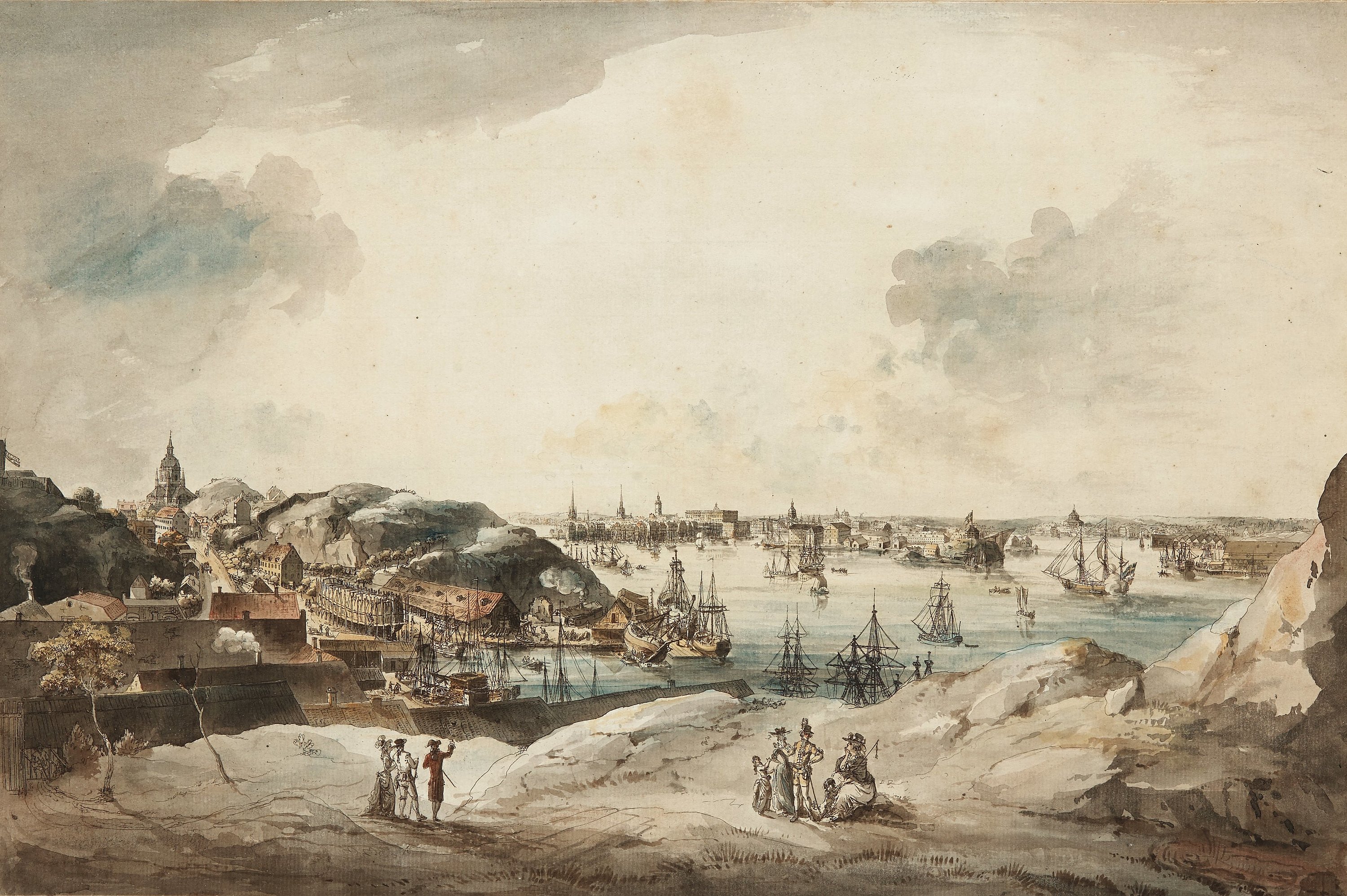 Johan Fredrik Martin, "Stockholm från Saltsjön" ("Stockholm från södra ...