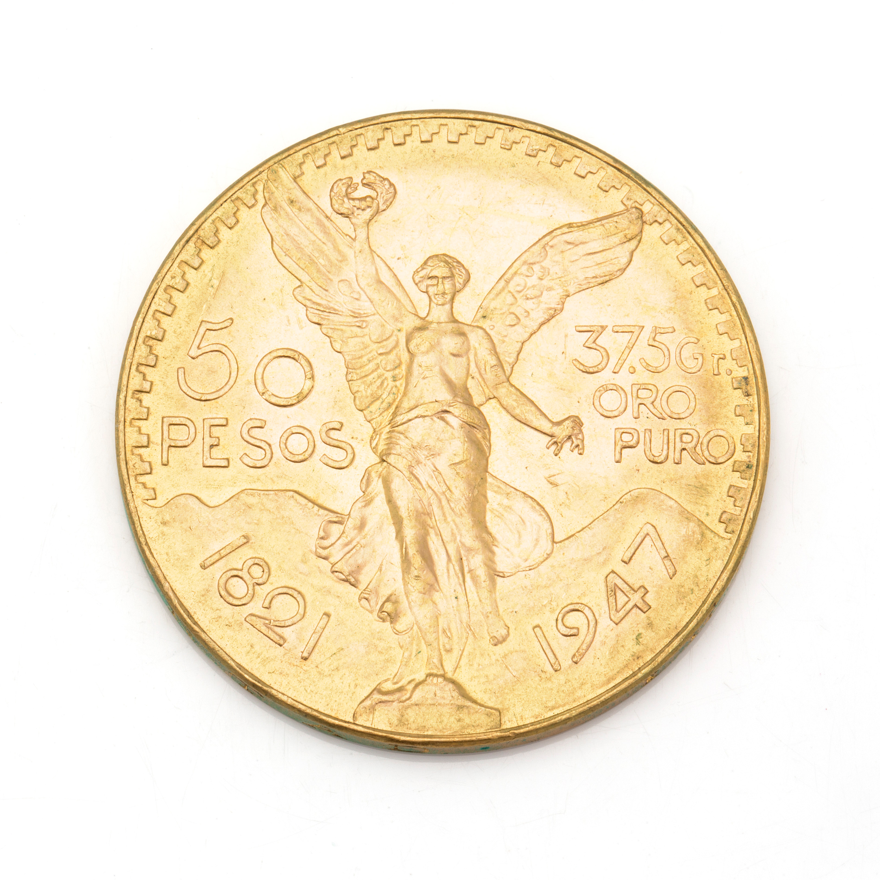 MEXICAN 50 PESOS GOLD COIN, 21,6ct, 1947. Ca 42 grams. - Bukowskis
