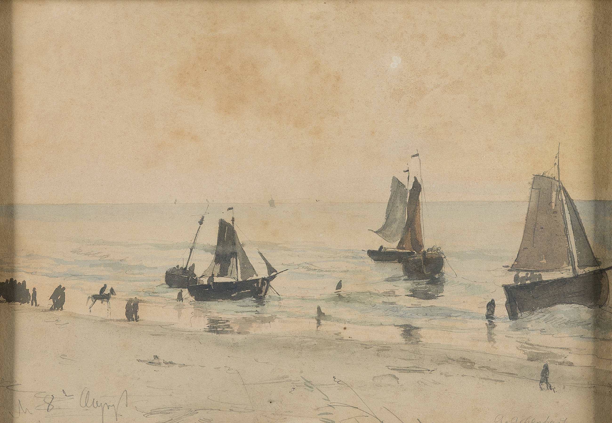 ANDREAS ACHENBACH, attributed to, watercolour, signerad. - Bukowskis