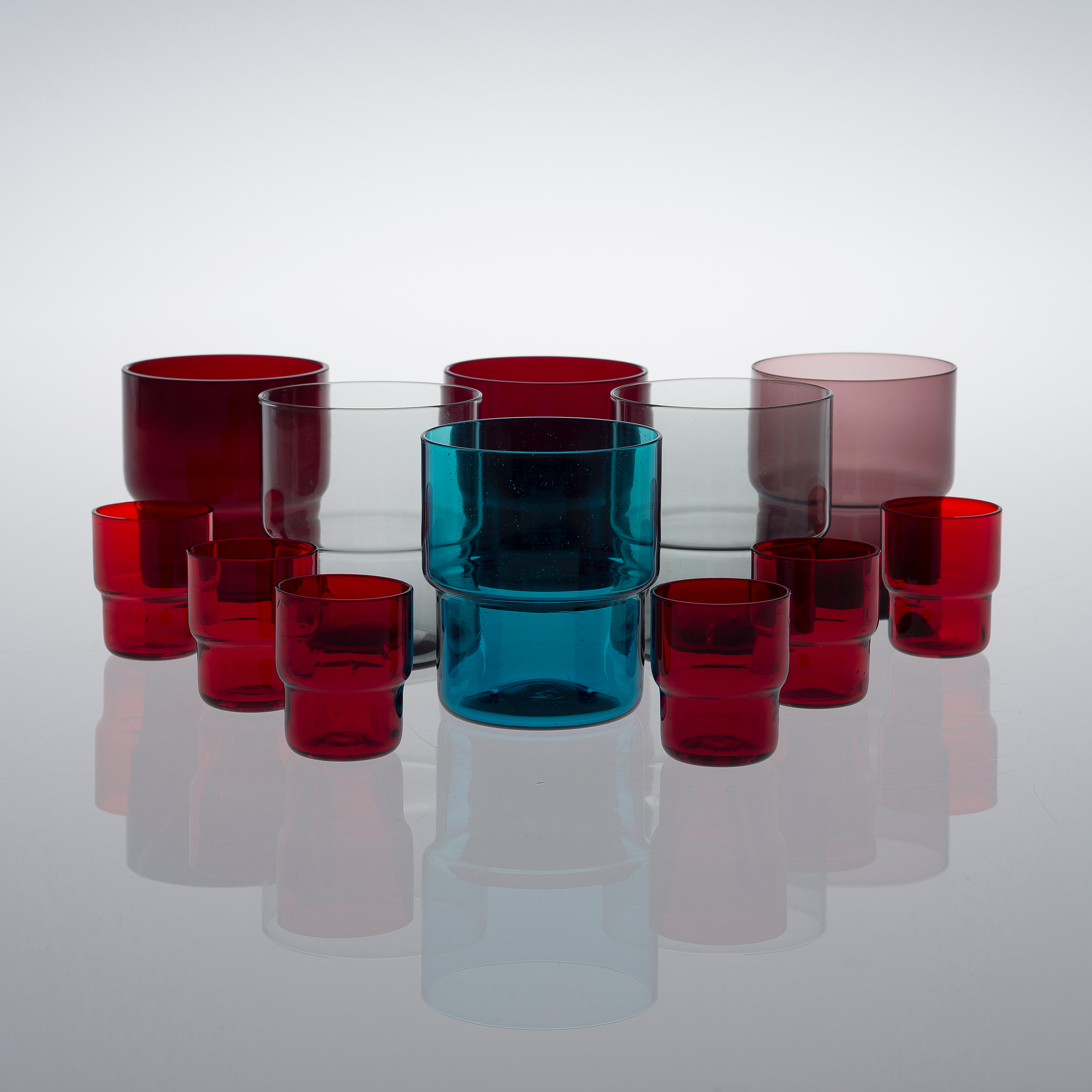 SAARA HOPEA, drinking glasses, 6+6, Nuutajärvi, 1950-1960s. - Bukowskis