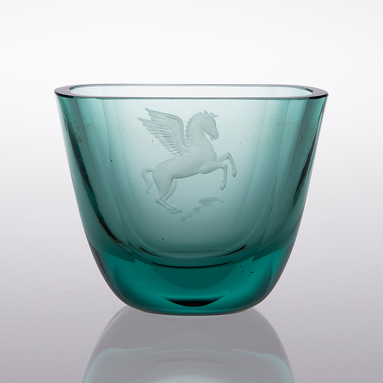 GÖRAN HONGELL, vase, glass, signed and dated, Karhula -47. - Bukowskis