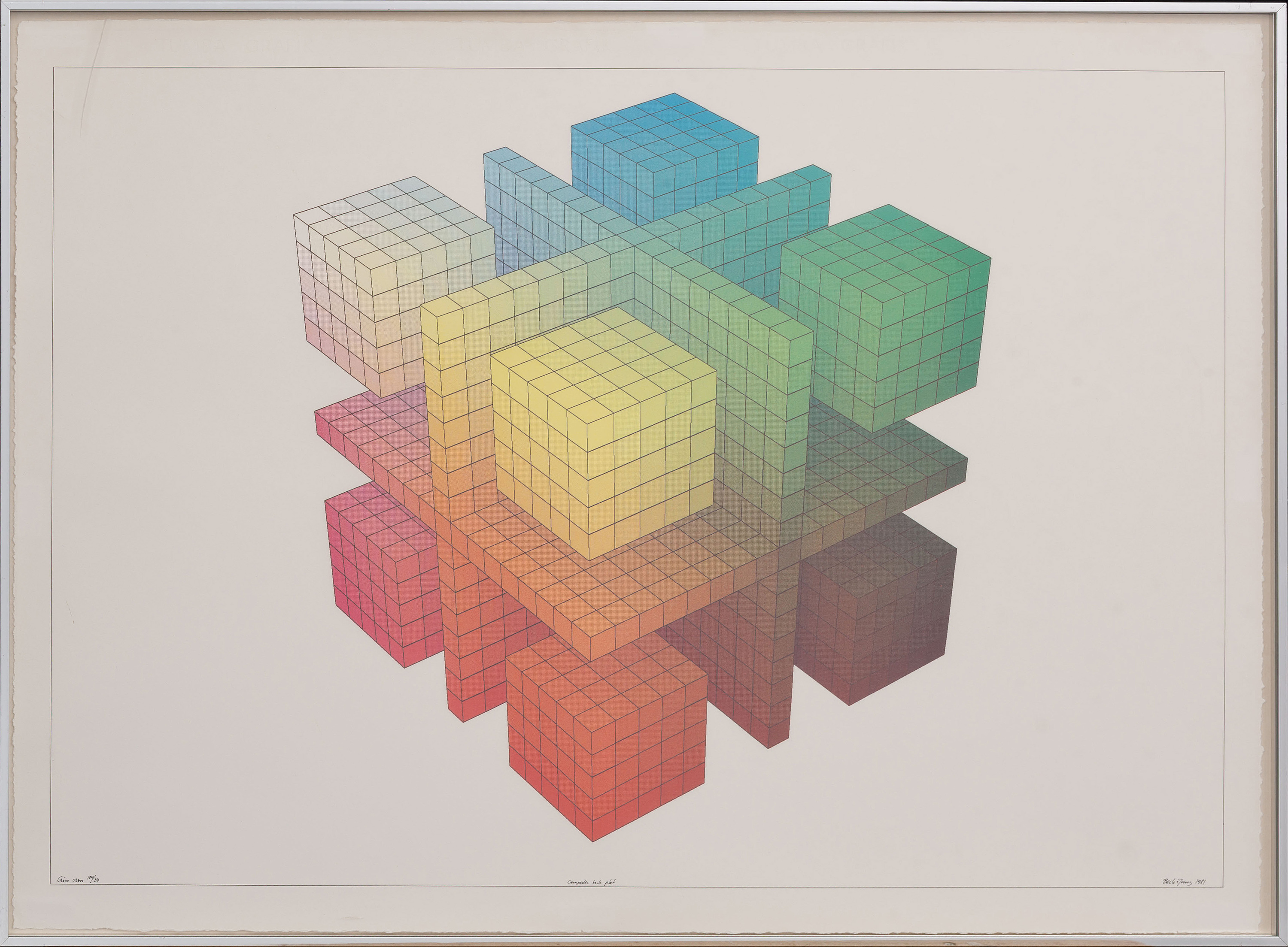 BECK & JUNG, computer ink plot, signerad och numrerad Criss Cross 104/ ...