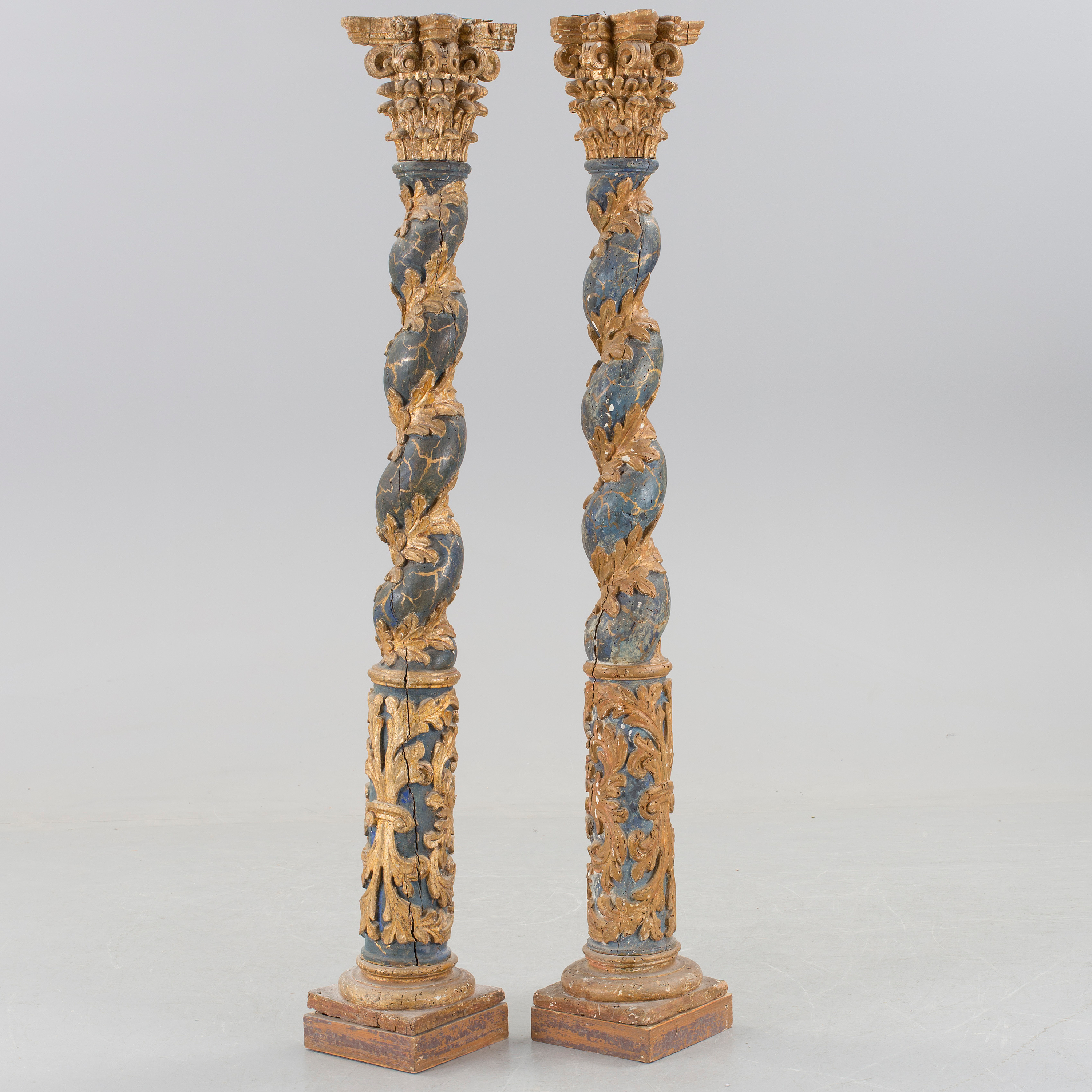 A pair of 19th century baroque style columns, probably from Italy ...