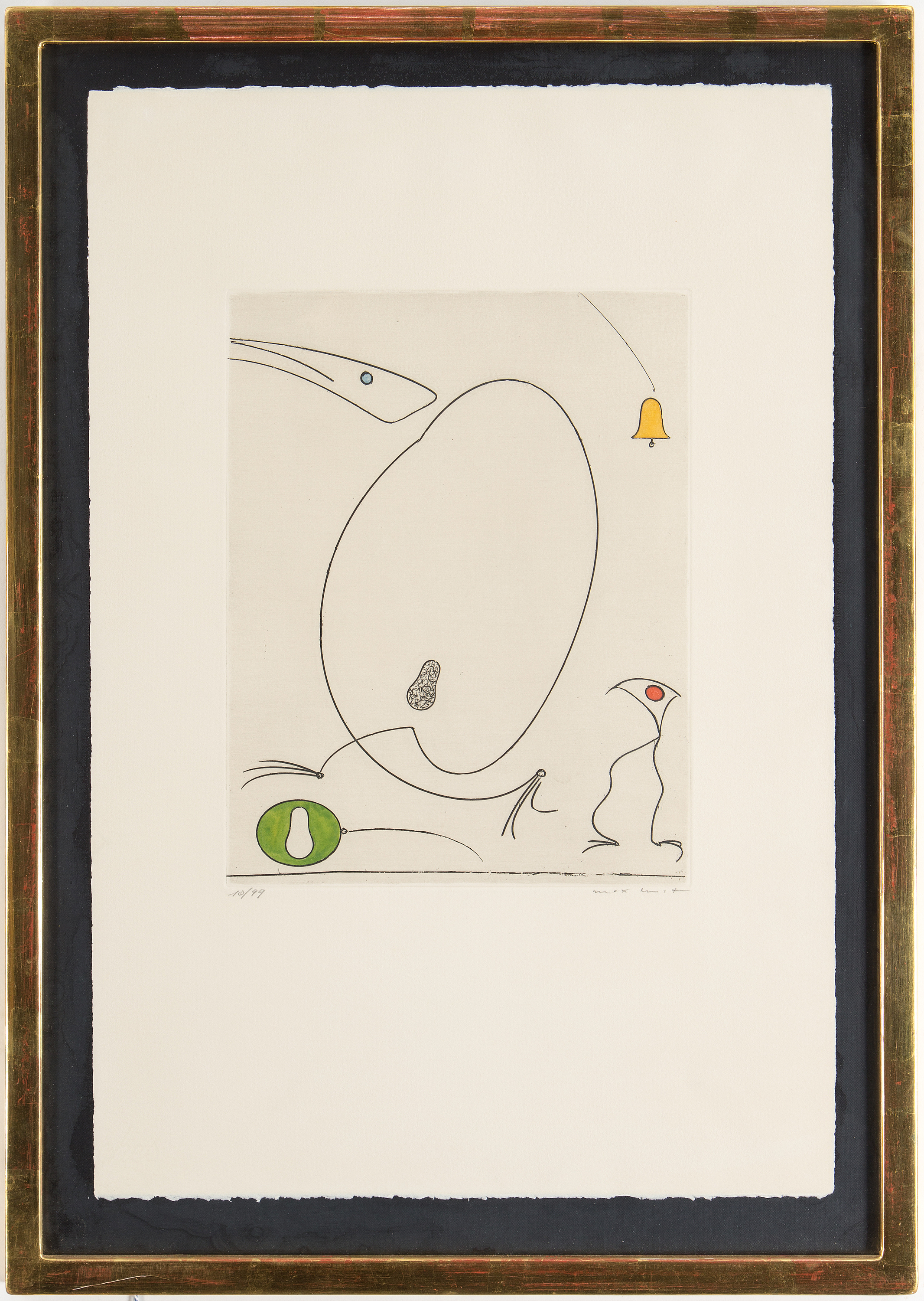 MAX ERNST, etching with hand colouring, 1967, signed with pencil and ...