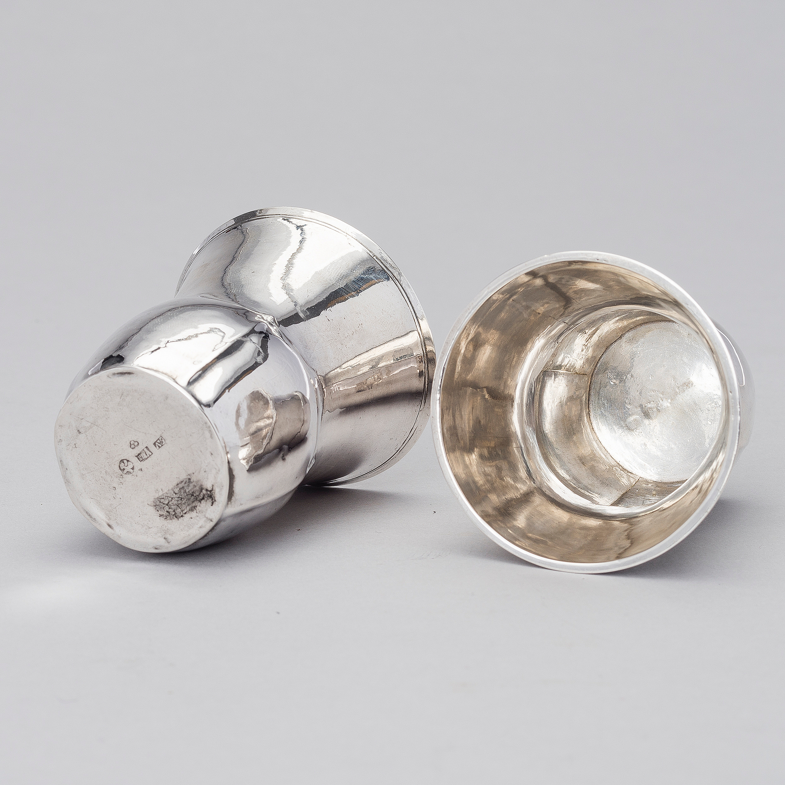TWO BEAKERS, silver, EG Markström, Uppsala 1850 and JE Åhlén, Sala 1855 ...
