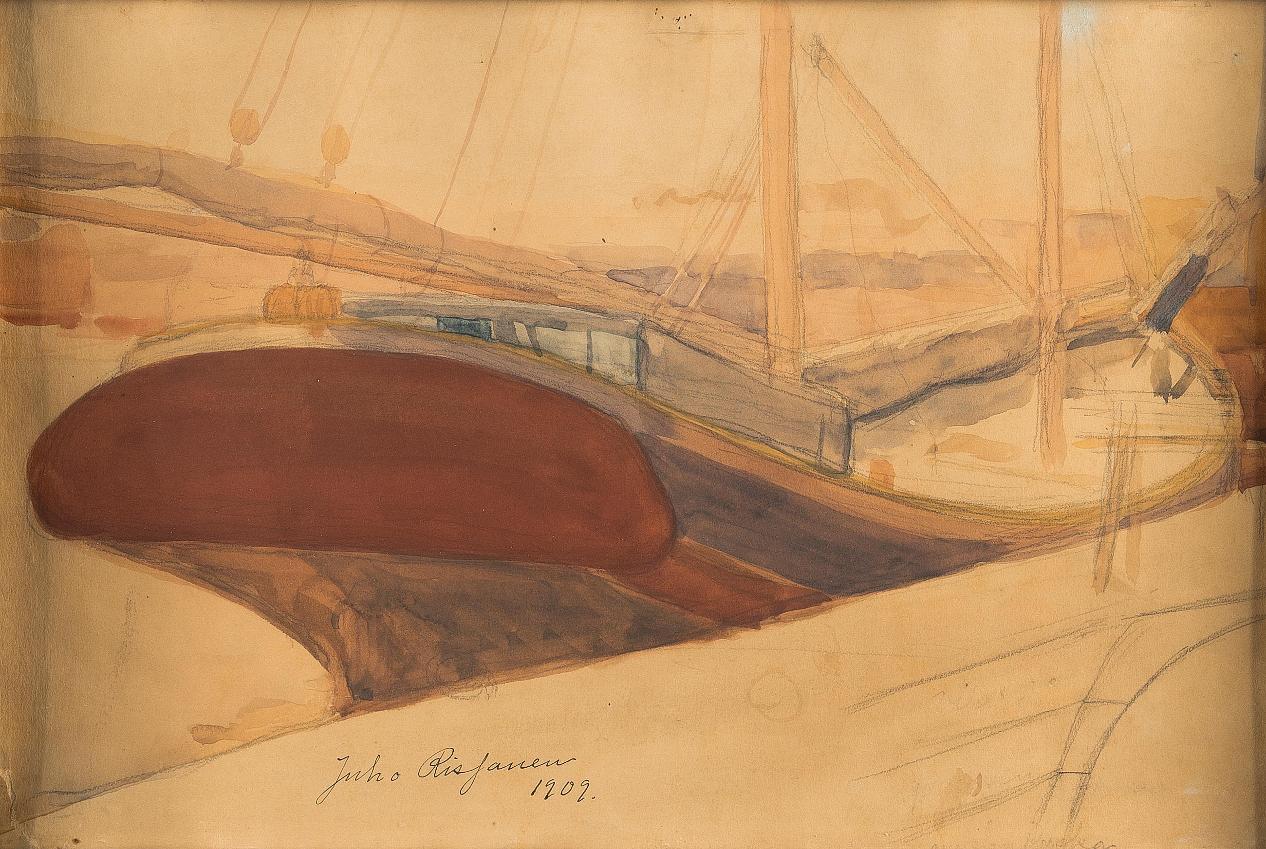 JUHO RISSANEN, vesiväri, signeerattu ja päivätty 1909. - Bukowskis