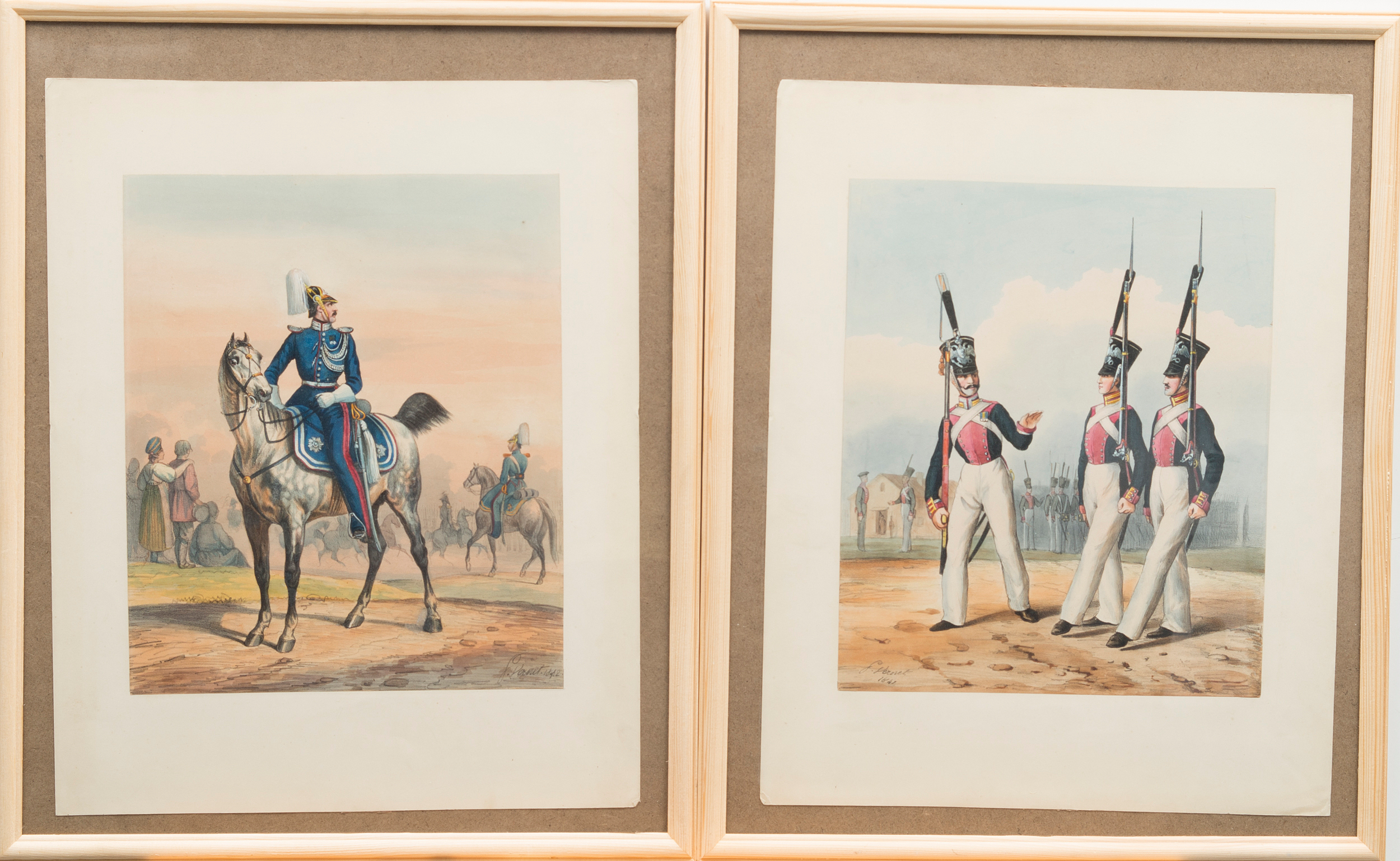HORACE VERNET, after, litograph, hand coloured, signed 1841 and 1842 ...