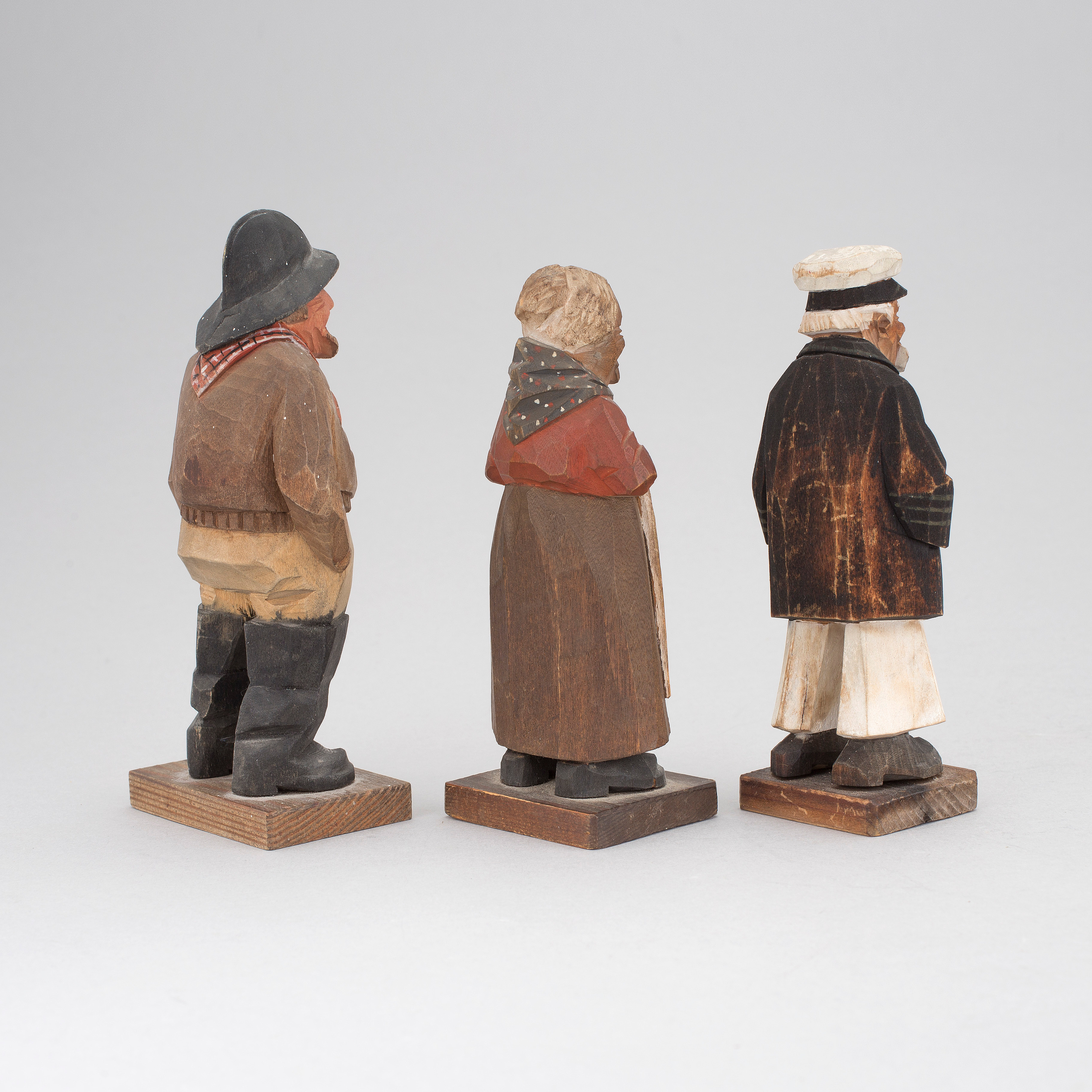 Carl Olof Trygg, 3 pieces, sculptures, wood, signed, including one ...