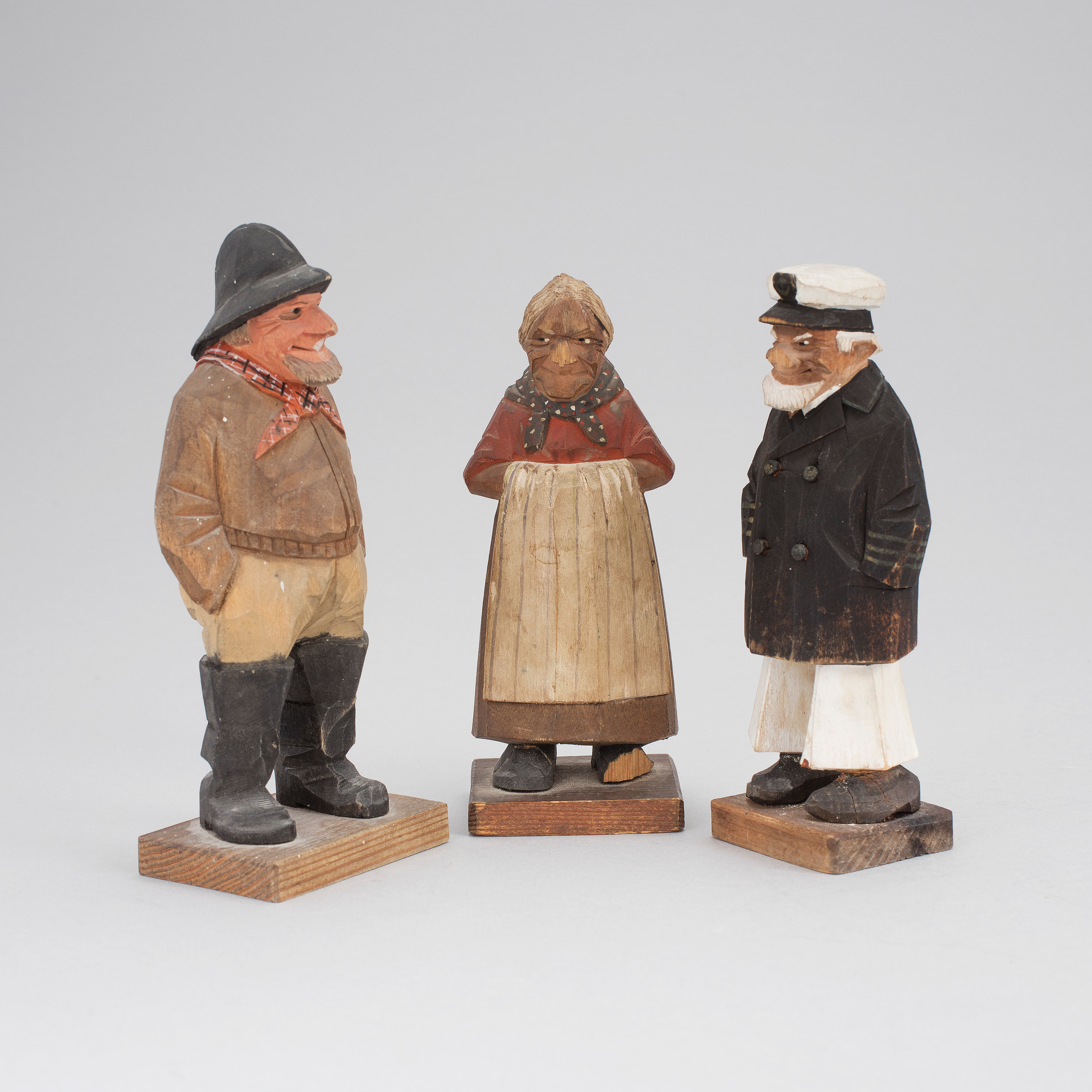 Carl Olof Trygg, 3 pieces, sculptures, wood, signed, including one ...