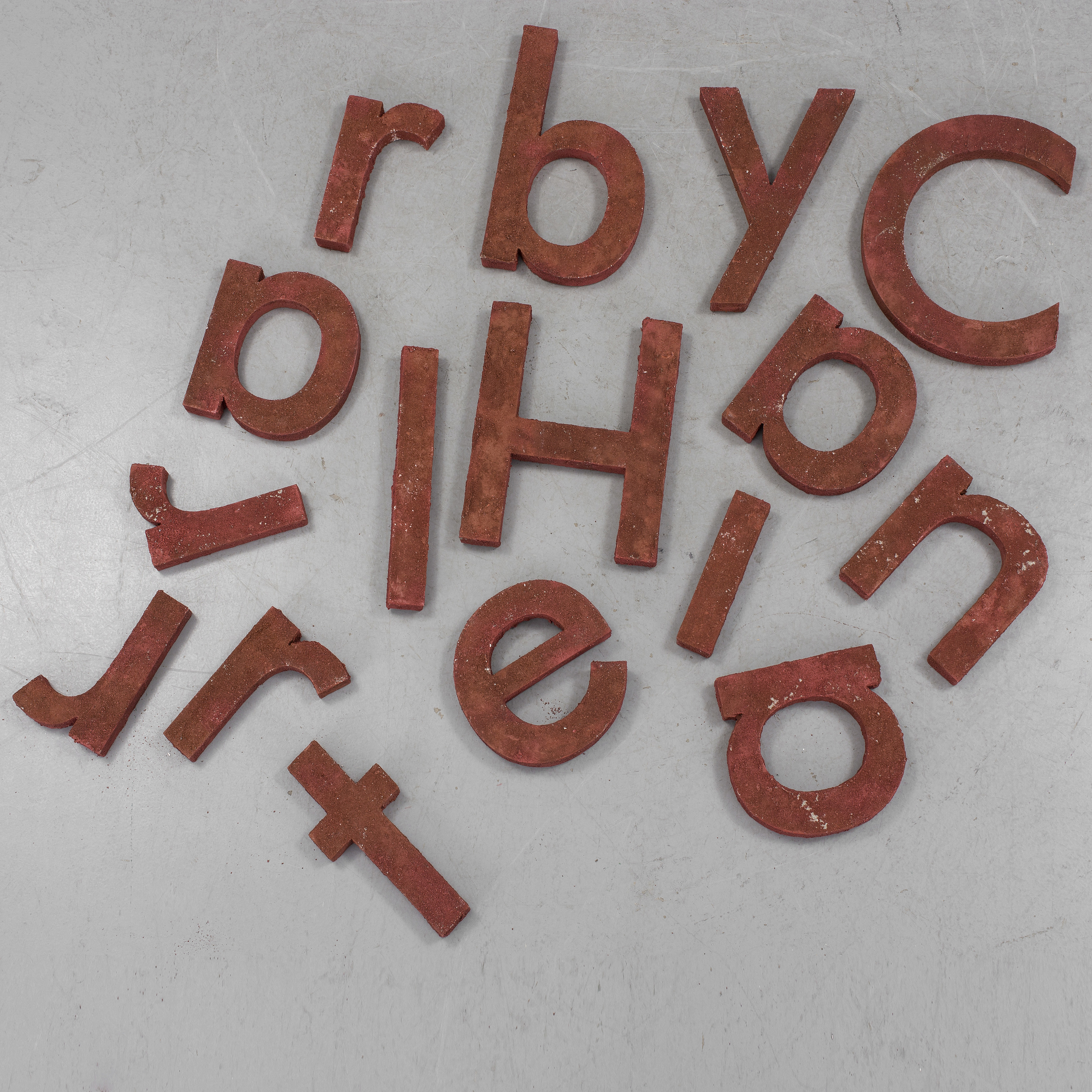 SHEET METAL LETTERS / Sign letters, 15 pieces, plate, 1900-the second ...