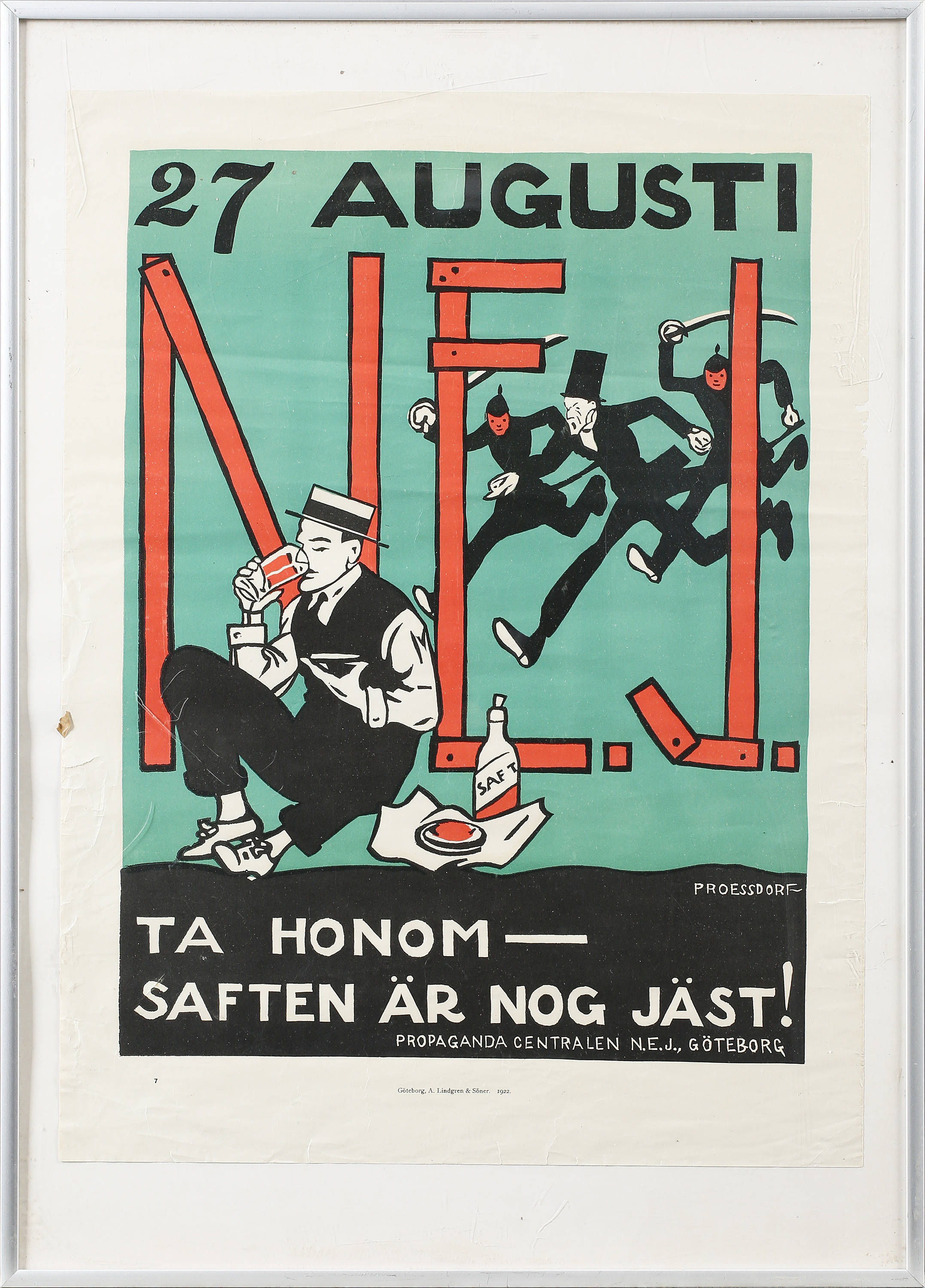 AFFISCHER, 7 st, Propaganda Centralen N.E.J, Göteborg, tryckta hos A ...