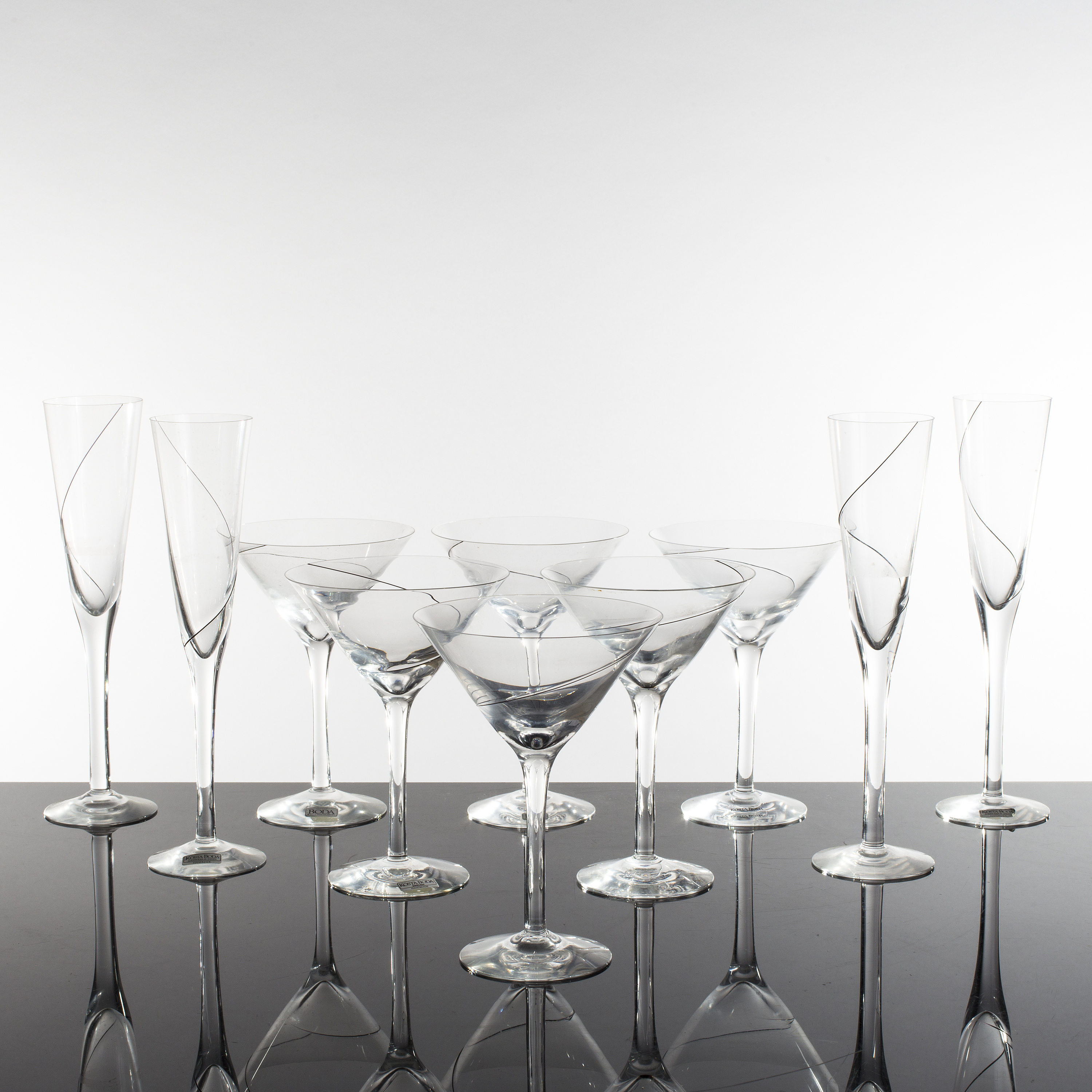 ANNA EHRNER, glasservisdelar 10 st, "Line", Kosta Boda. - Bukowskis