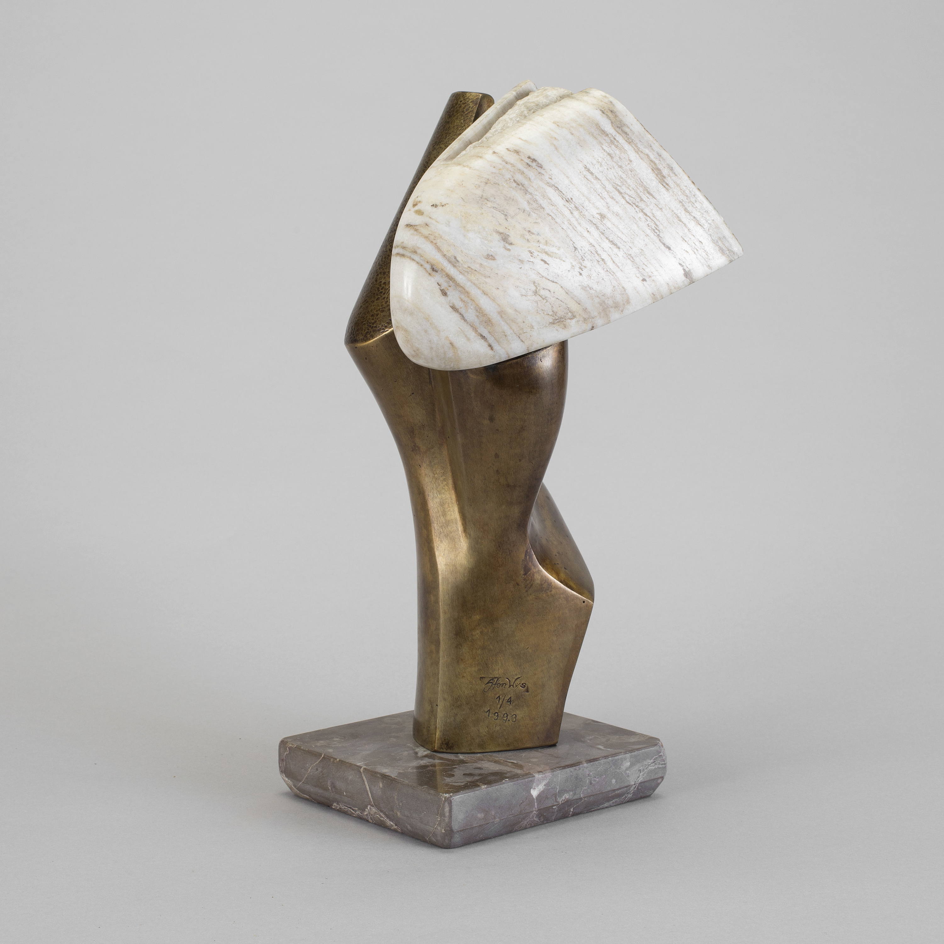 STAN WYS, sculpture, broze, dark patina and marble, signed Stan Wys ...