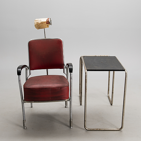 PARTURITUOLI sekä PÖYTÄ, tuoli merkitty Heteka, 1930-luku. - Bukowskis