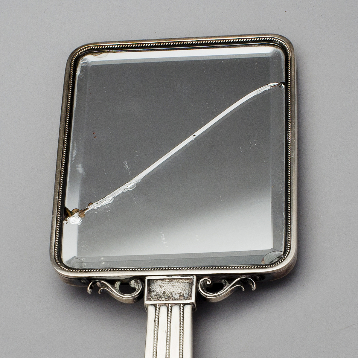 Hand mirror, needle tray and box in silver designed by Helge Lindgren ...