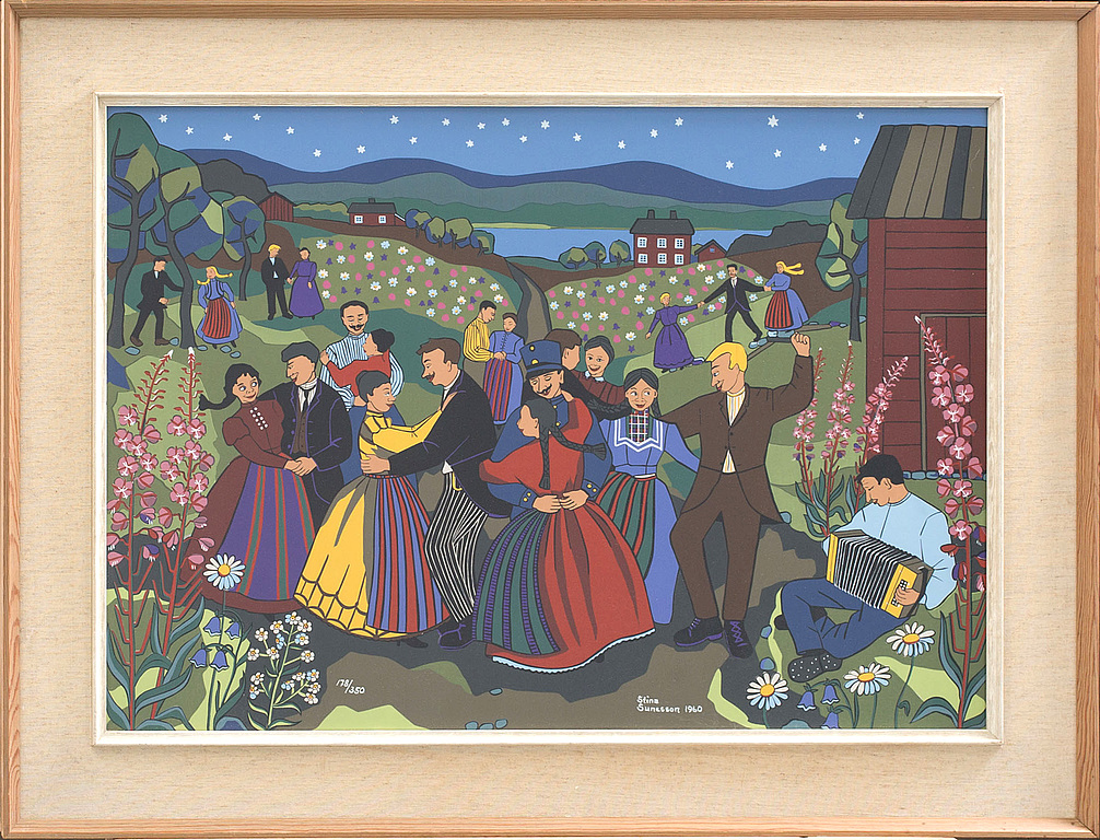 STINA SUNESSON, färglitografier, 2 st, daterade och numrerade 1960, 178 ...